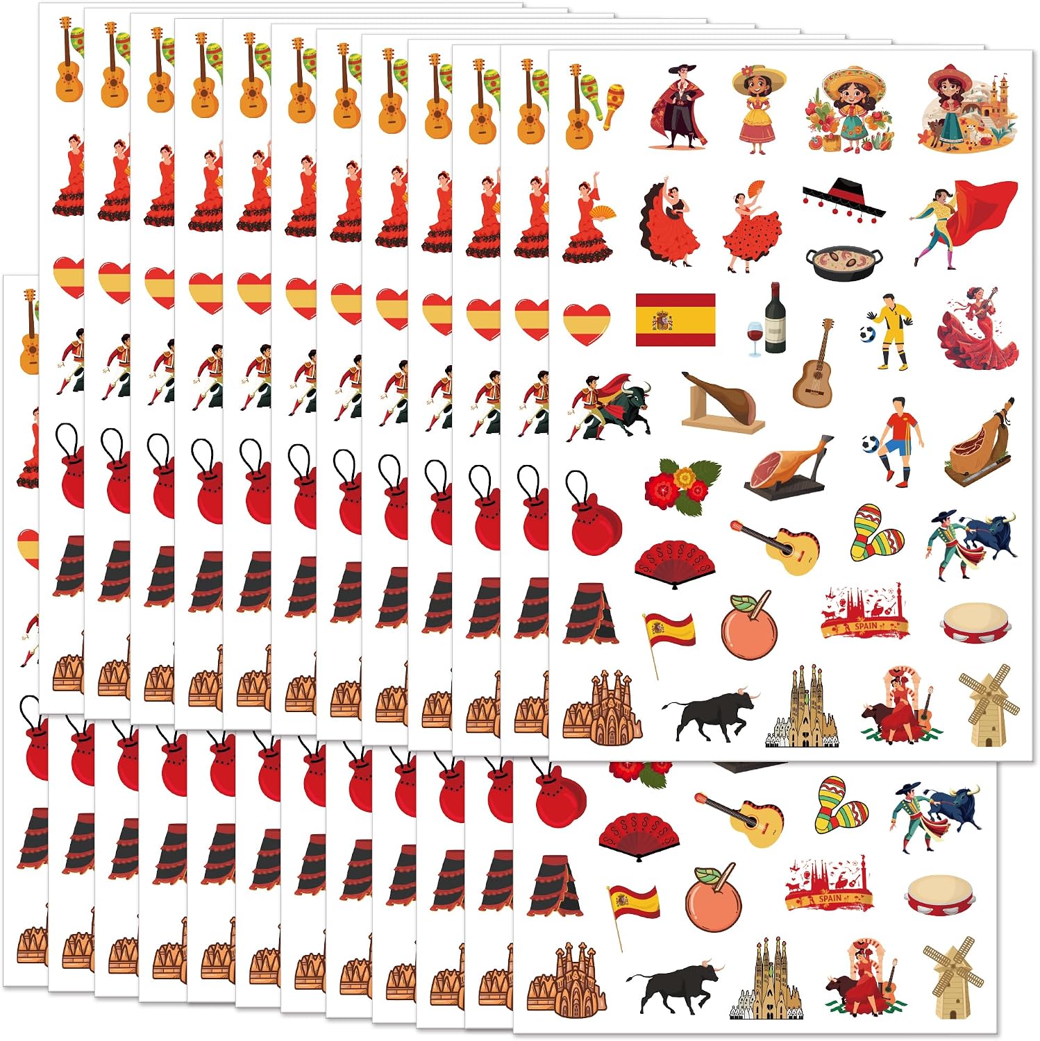 Amazon.com: 900+PCS Spain Stickers Party Favors-Spanish Sticker Party ...
