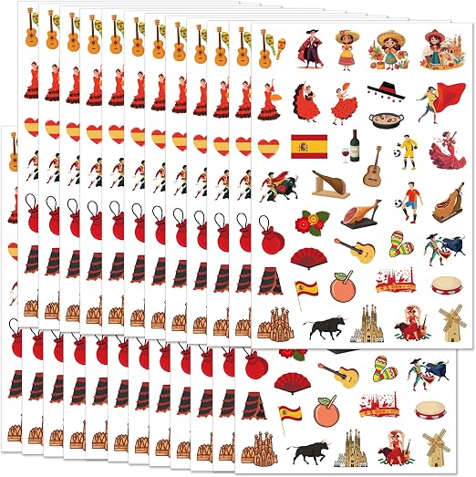 Amazon.com: 900+PCS Spain Stickers Party Favors-Spanish Sticker Party ...