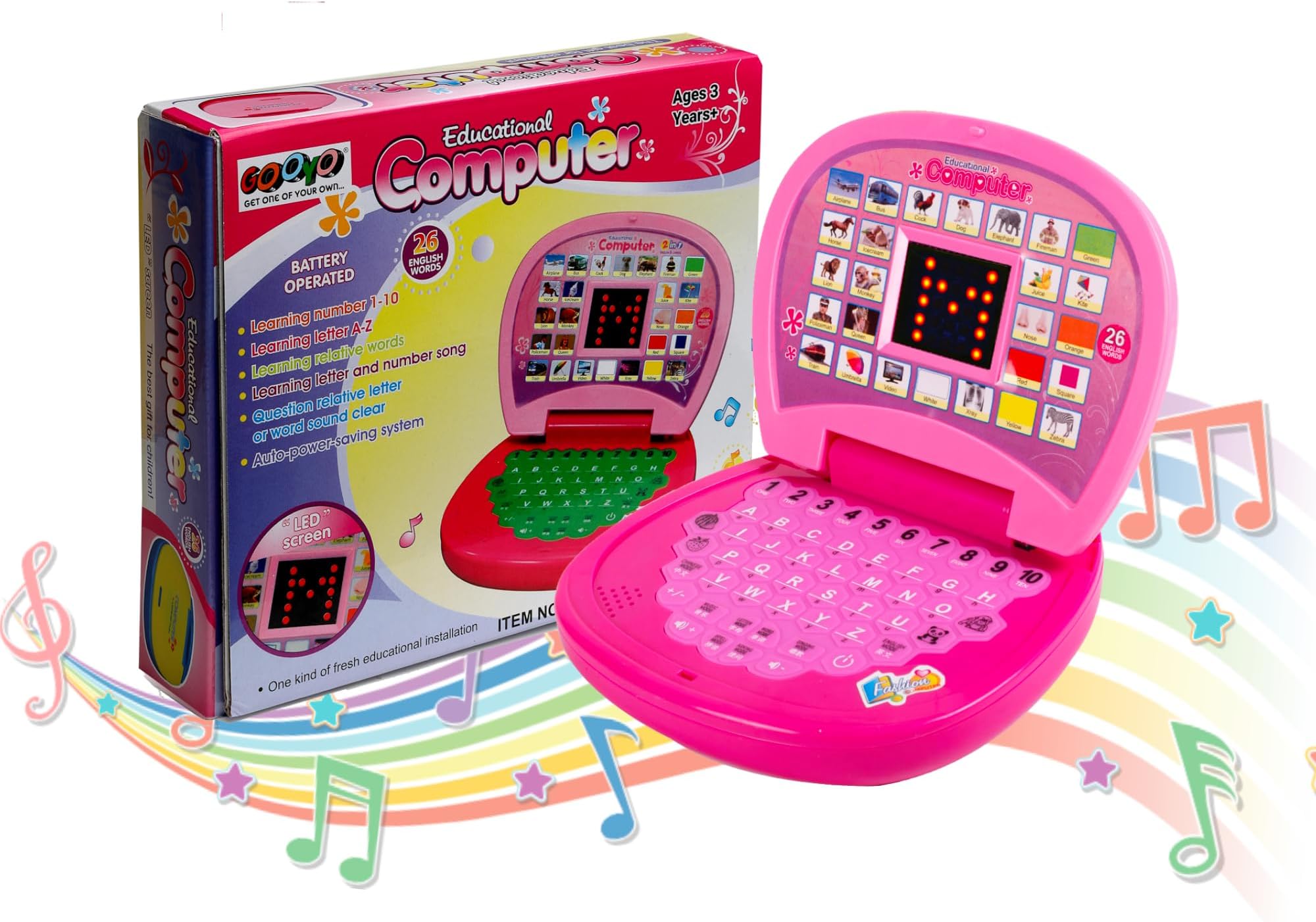Gooyo 2011A Battery Operated Educational Learning Laptop Toy with LED ...
