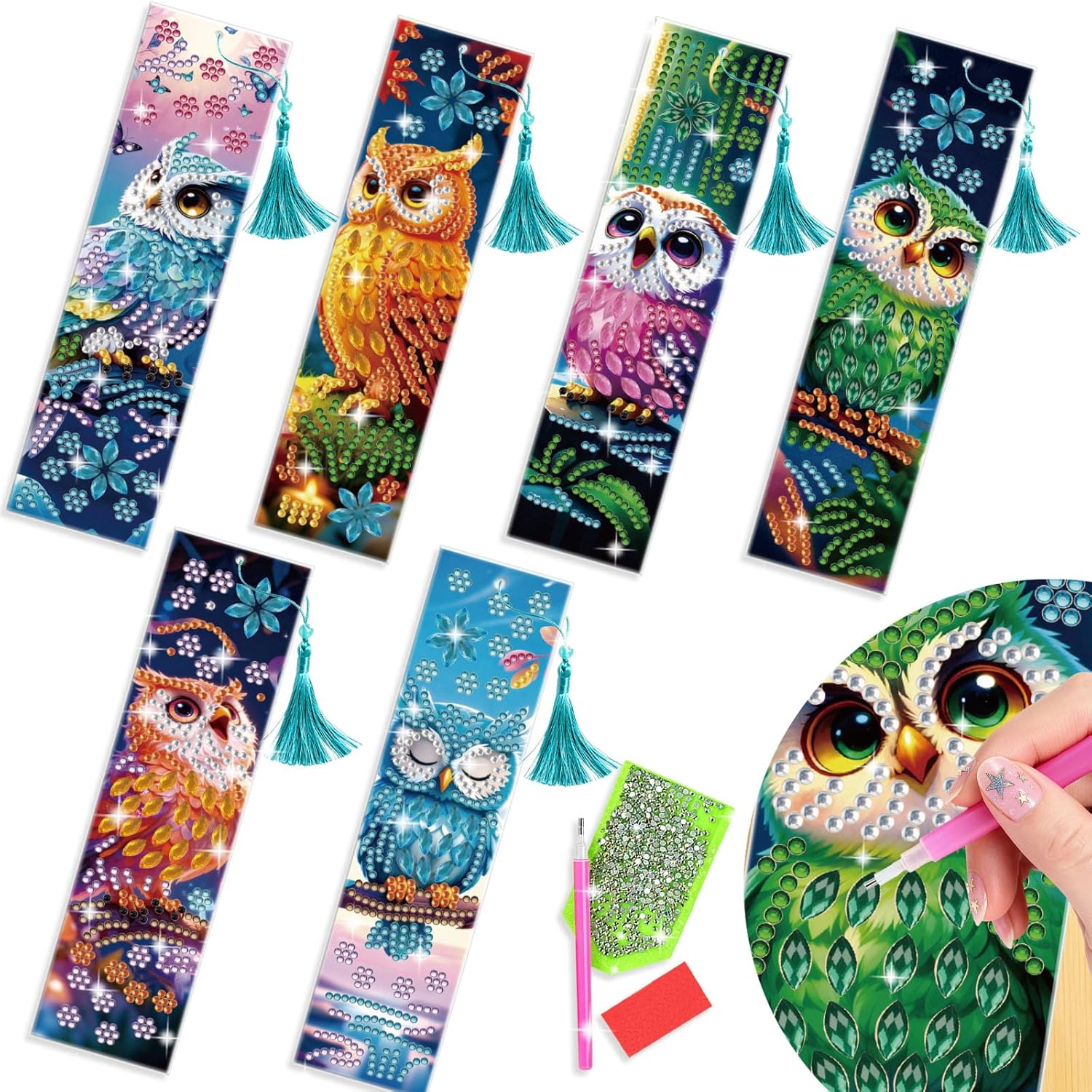 Amazon.com : beinkmake 6pcs Owl Diamond Painting Bookmarks Kits Diamond ...