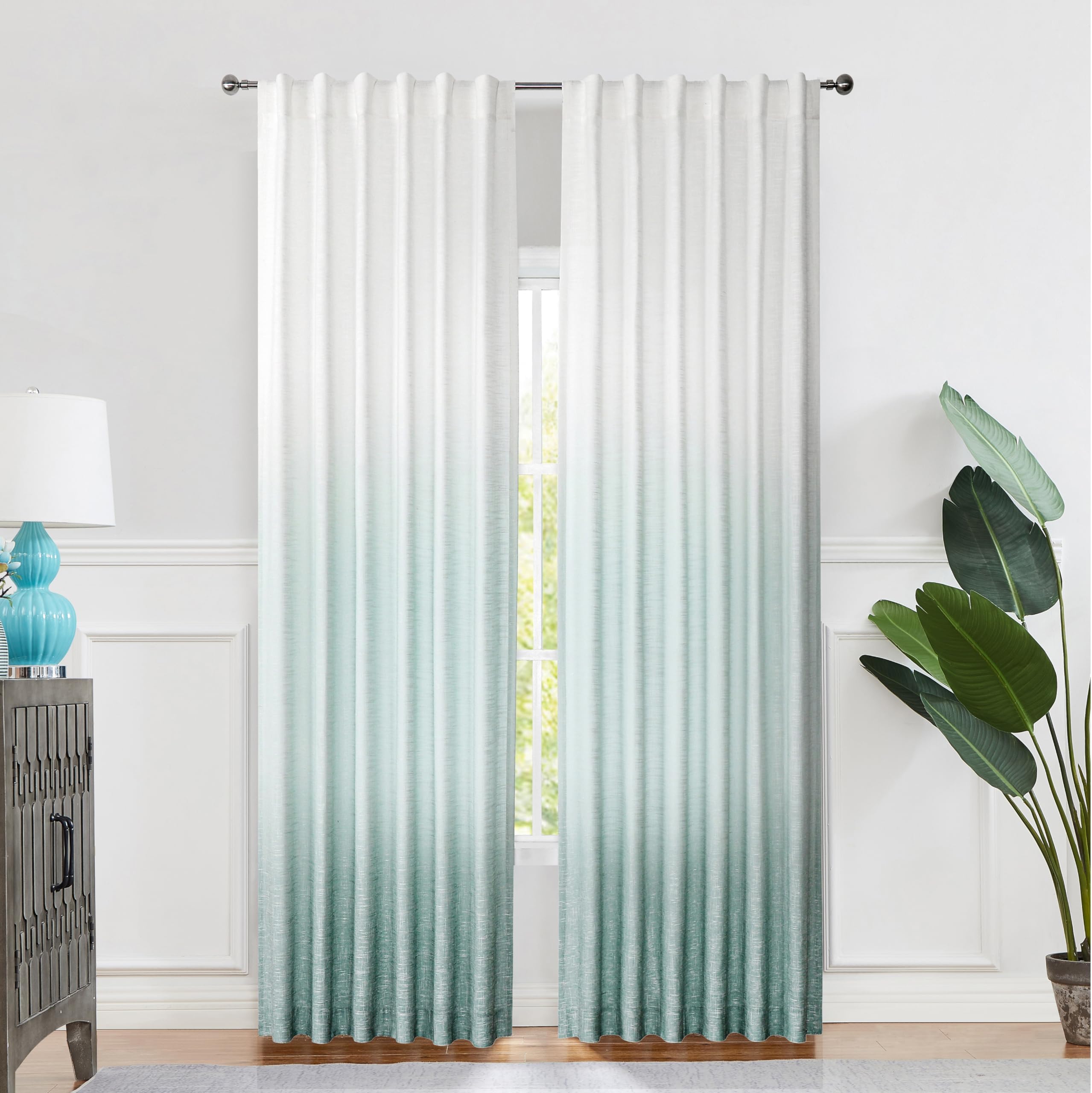 Amazon.com: Central Park Ombre Window Curtain Panel Linen Gradient ...