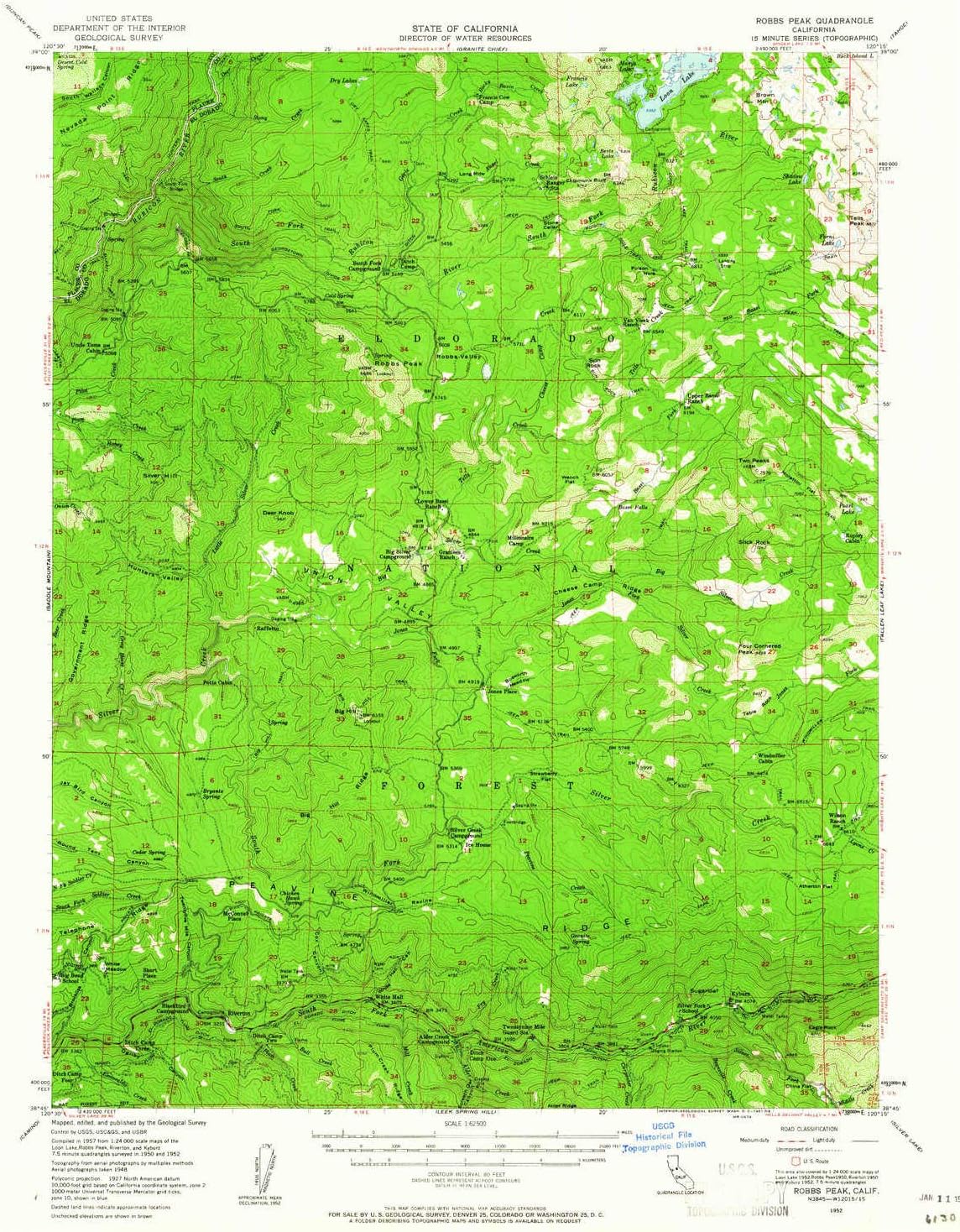 Amazon.com : YellowMaps Robbs Peak CA topo map, 1:62500 Scale, 15 X 15 ...