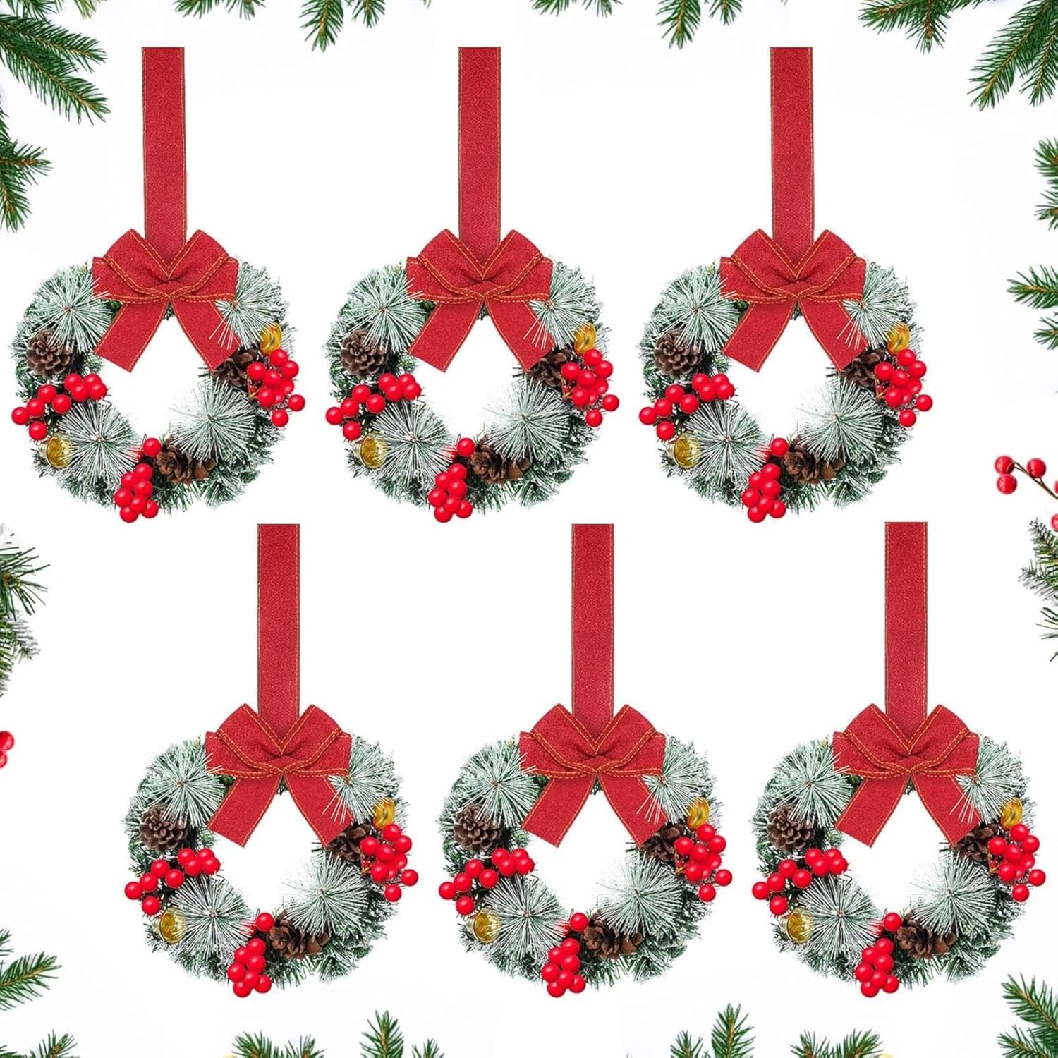20Cm Mini Christmas Wreaths, Farmhouse Xmas Artificial Small Hanging ...