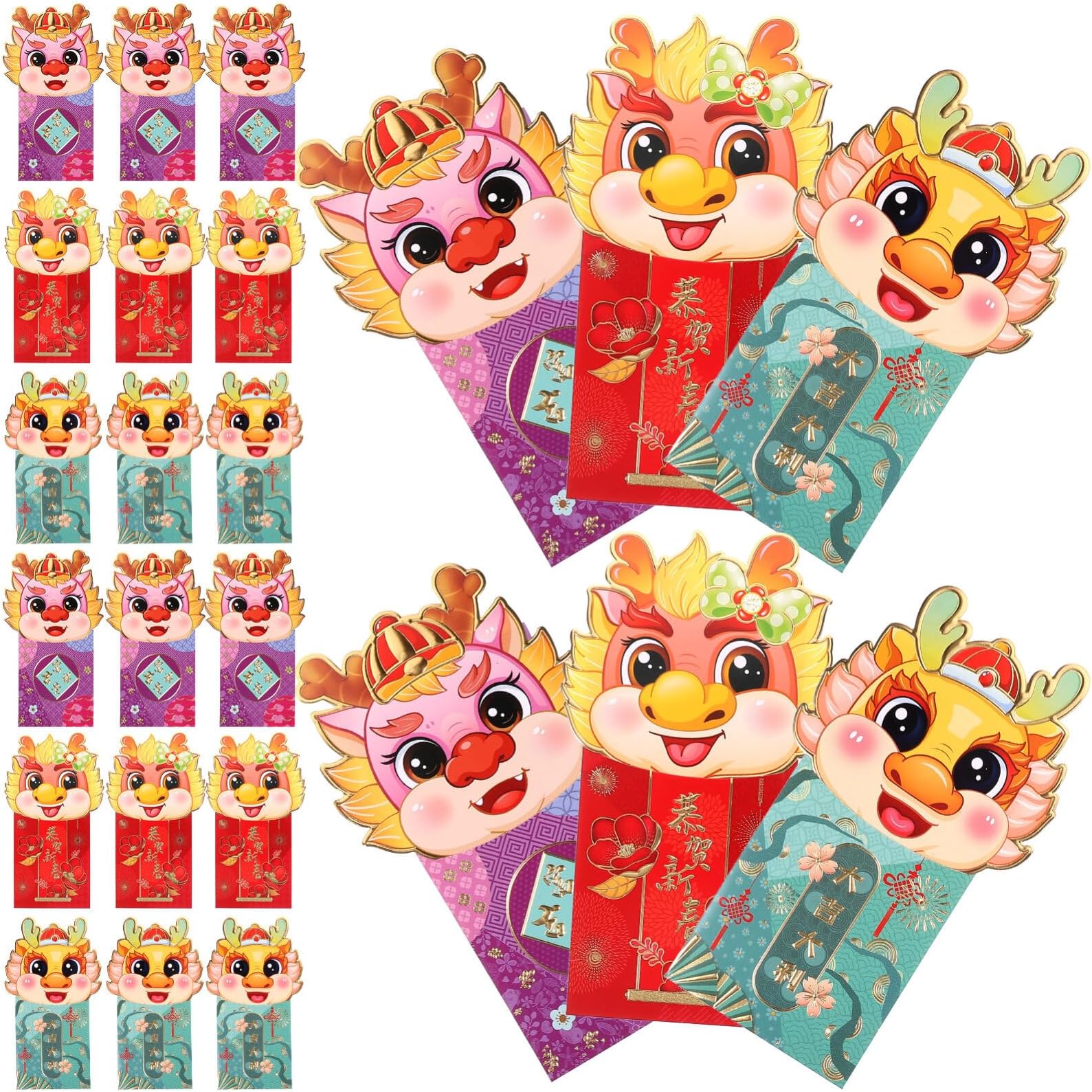 Amazon.com : NUOBESTY 2024 Chinese Red Envelopes: New Year Hong Bao Year of The Dragon Spring ...