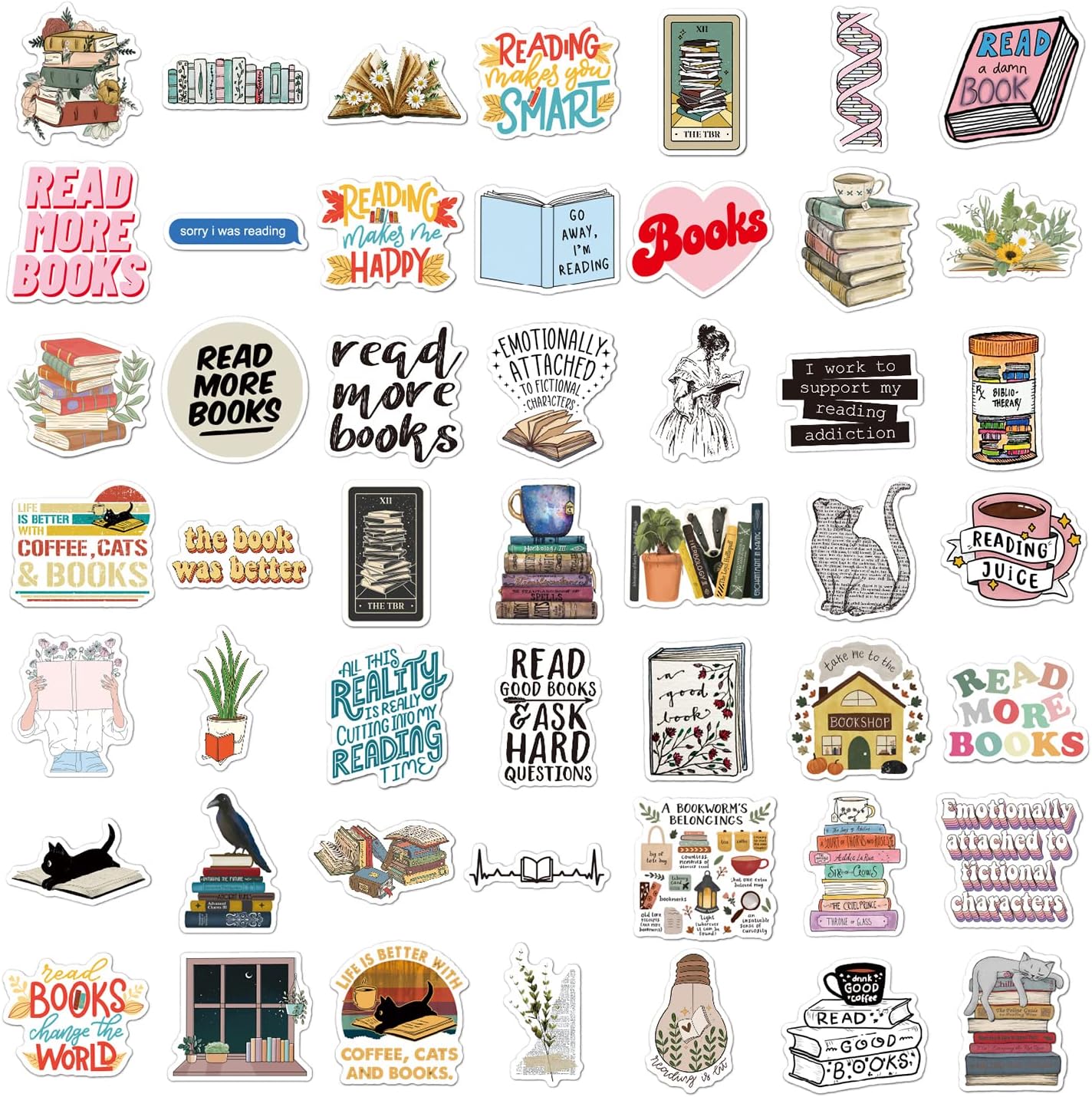 50pcs Book Stickers for Kindle, Bookish Reading Stickers for Laptop ...
