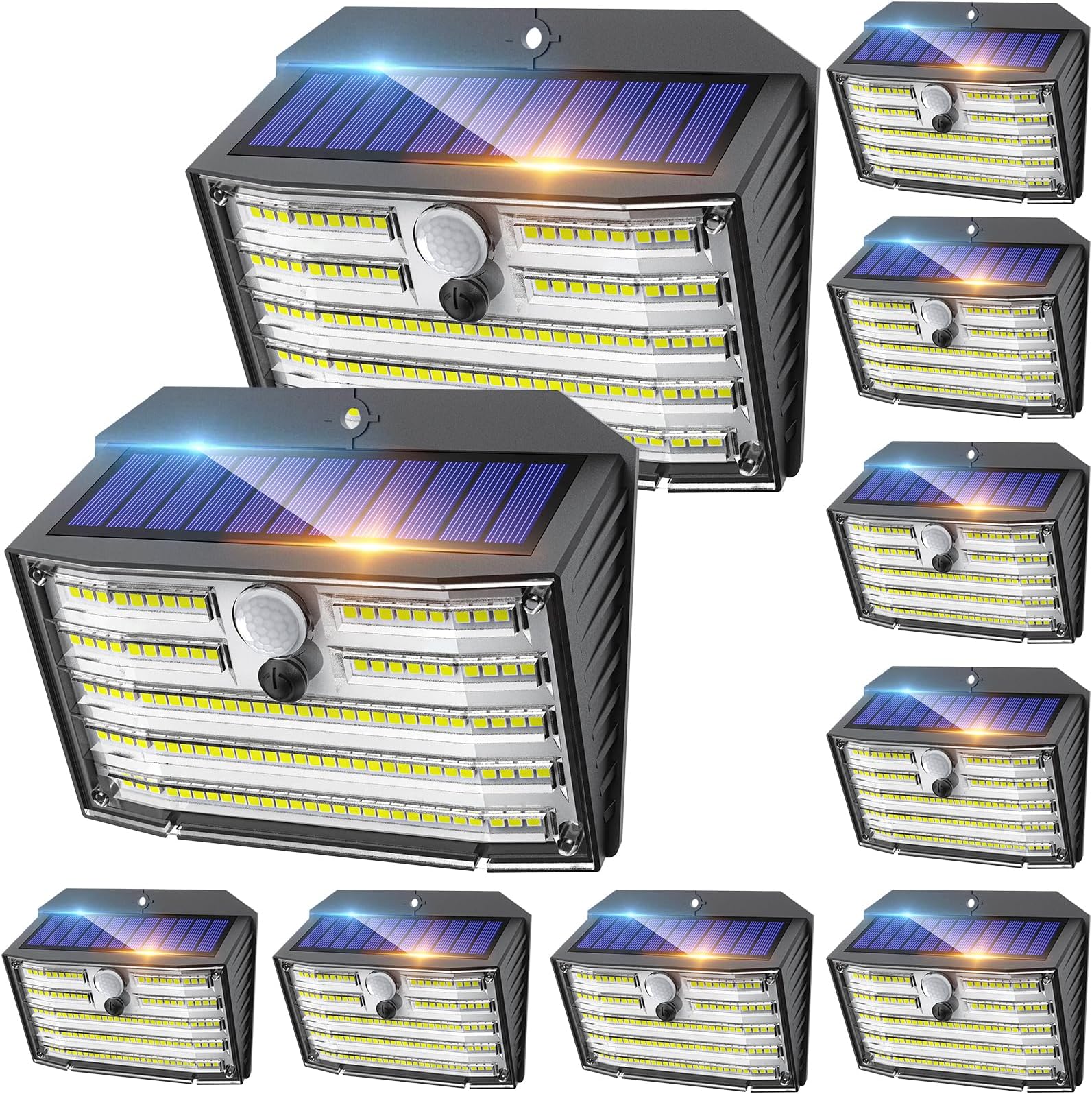 CLAONER Solar Lights Outdoor [𝟏𝟎 𝐏𝐚𝐜𝐤/126 LED], Wireless Motion Sensor ...