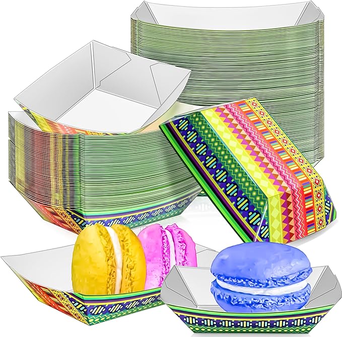 Amazon.com: MotBach 100 Pack 1/4Lb Mexican Paper Food Boat Trays ...
