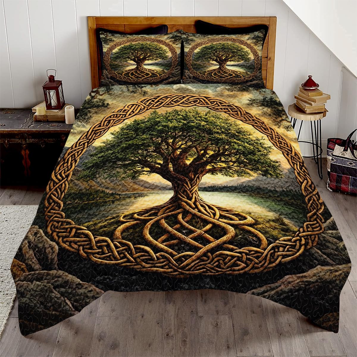 Amazon.com: NAREDA Tree of Life Quilt Set, Yggdrasil Quilt Bed Sets ...