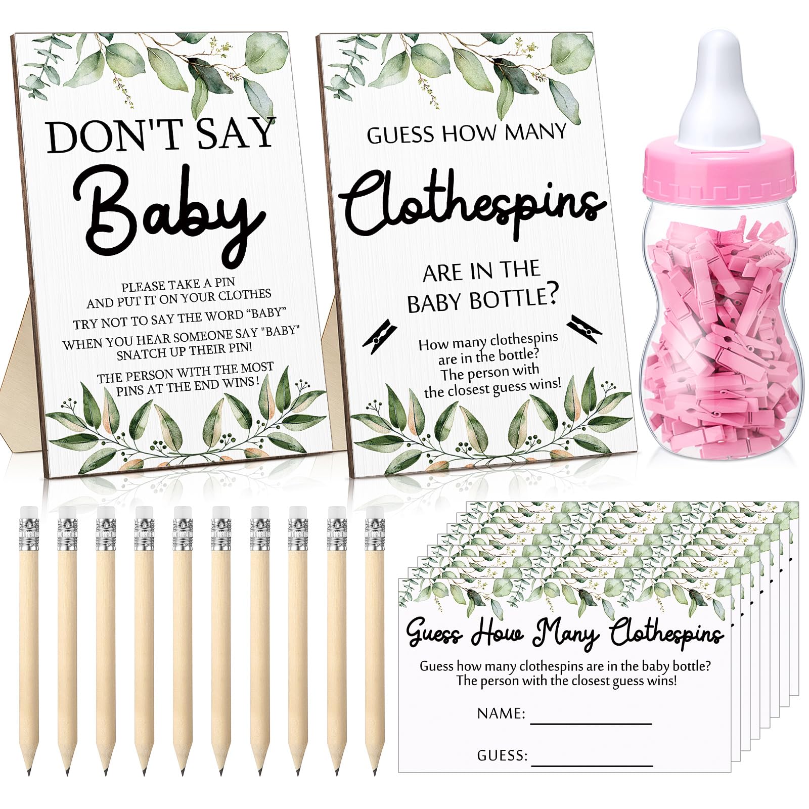 Amazon.com: Geetery 223 Pcs Baby Shower Games Set Guess How Many ...