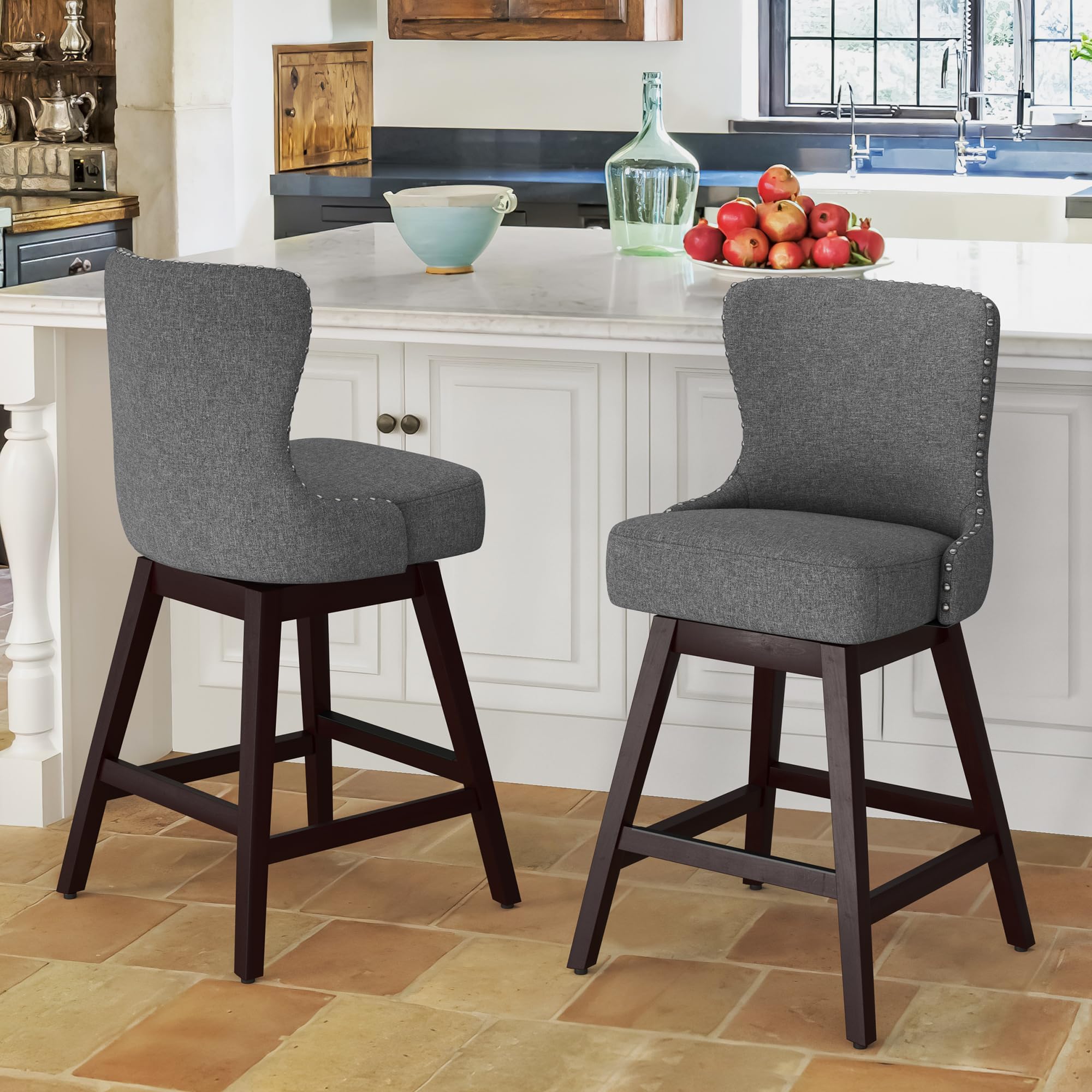 Amazon.com: YaFiti Swivel Bar Stools with Backs, 24" Counter Height Bar ...
