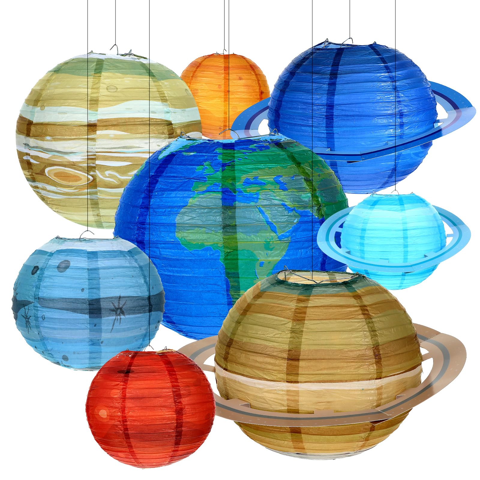 8Pcs Space Planet Paper Lanterns Hanging Planets Lantern Out of This ...