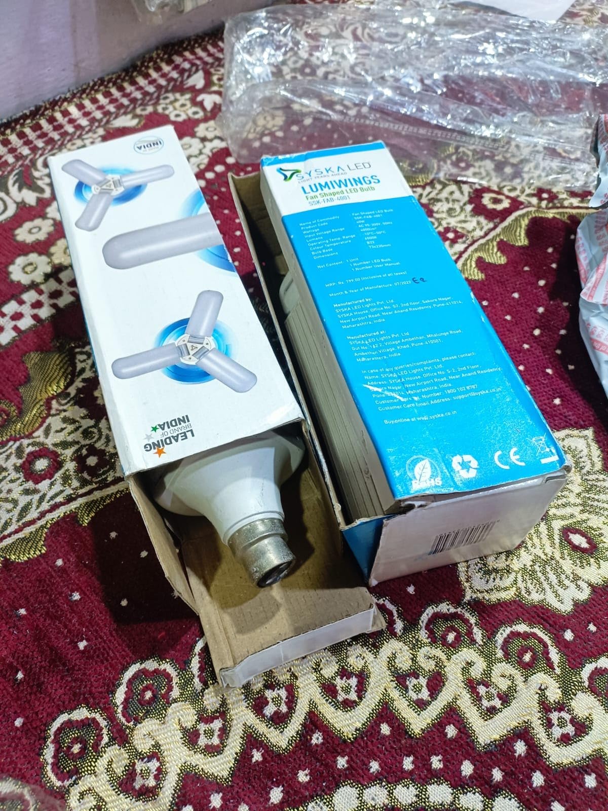 Buy SYSKA Fab-4001 Fan Shaped Base B22 40-Watt Led Bulb (White, Pack Of ...