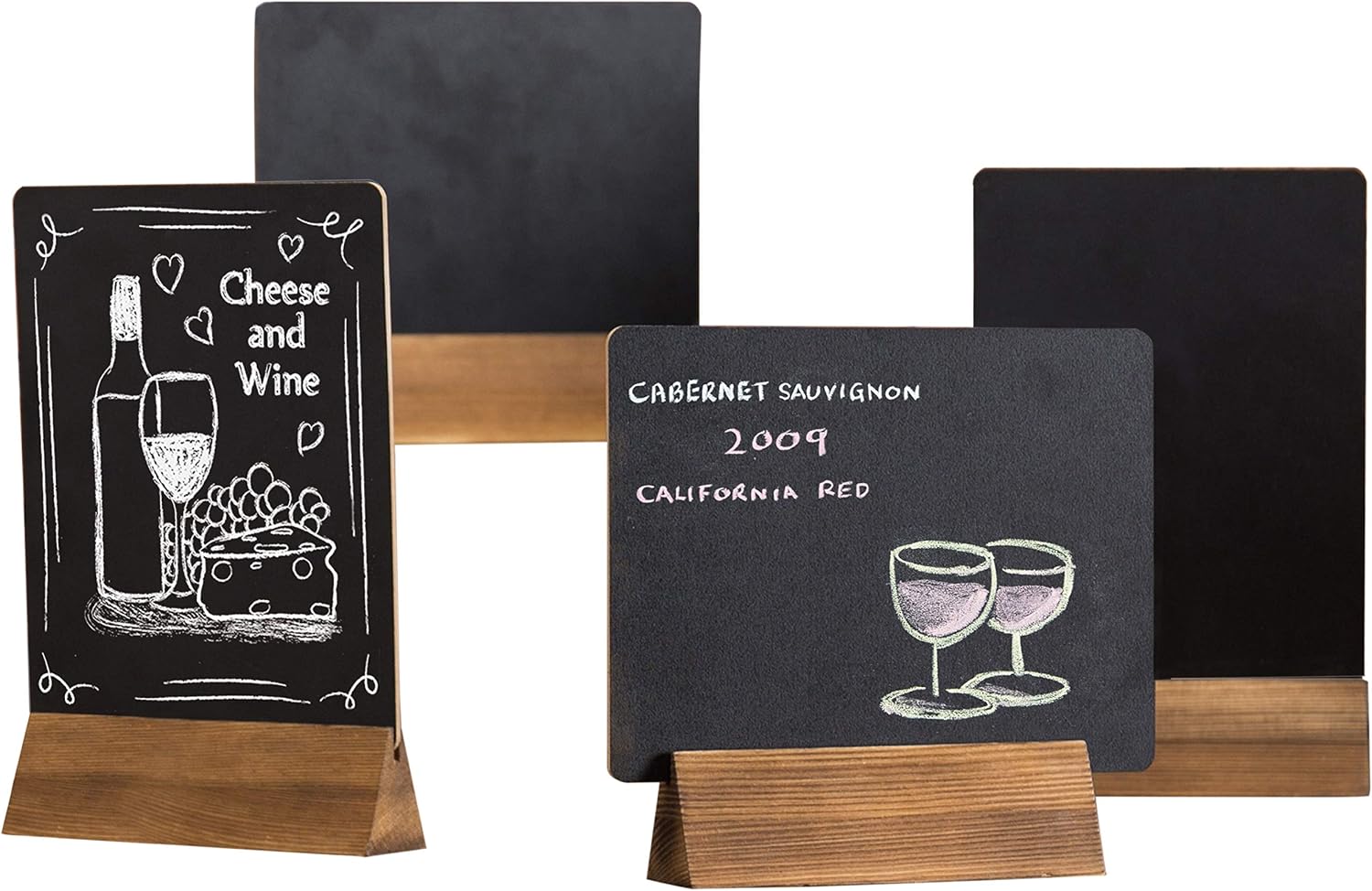 MyGift 8-Inch Tabletop Dual-Sided Chalkboard Display Signs with Brown ...