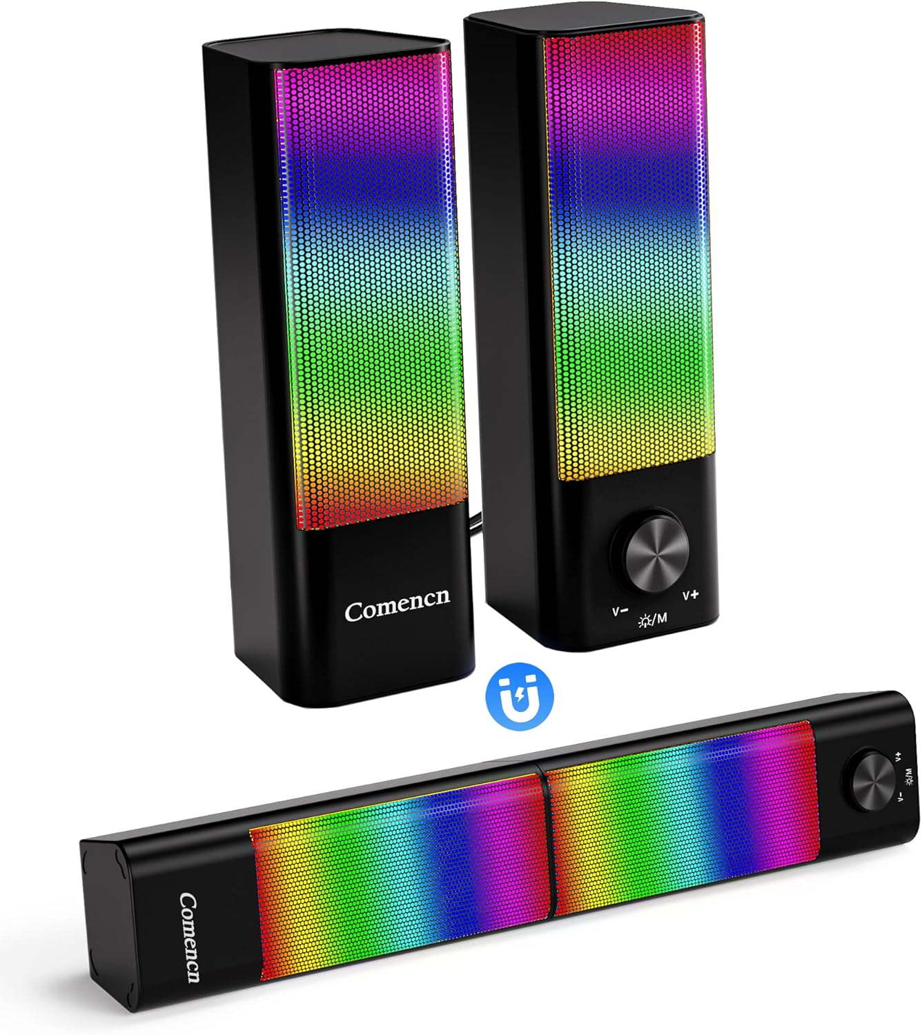 Computer Speakers, Dynamic RGB PC Speakers, USB Powered HiFi Stereo ...