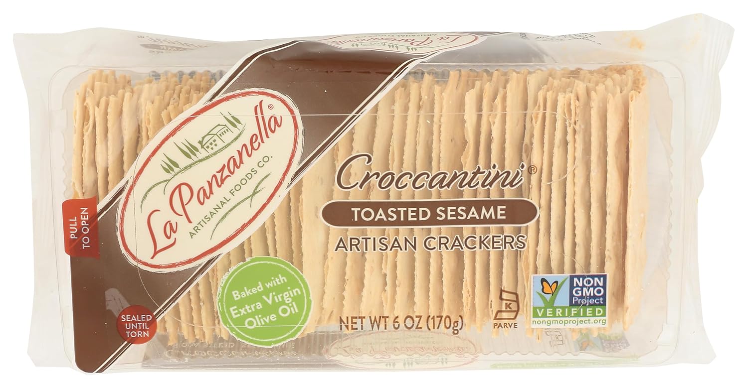 Amazon.com: La Panzanella, Toasted Sesame Mini Croccantini Cracker, 6 Ounce
