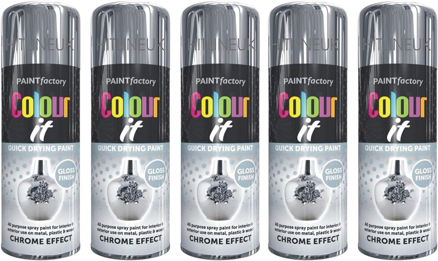 HitlineUK 5 X Chrome Spray Paint 400ml Metal Effect Perfect Finish ...