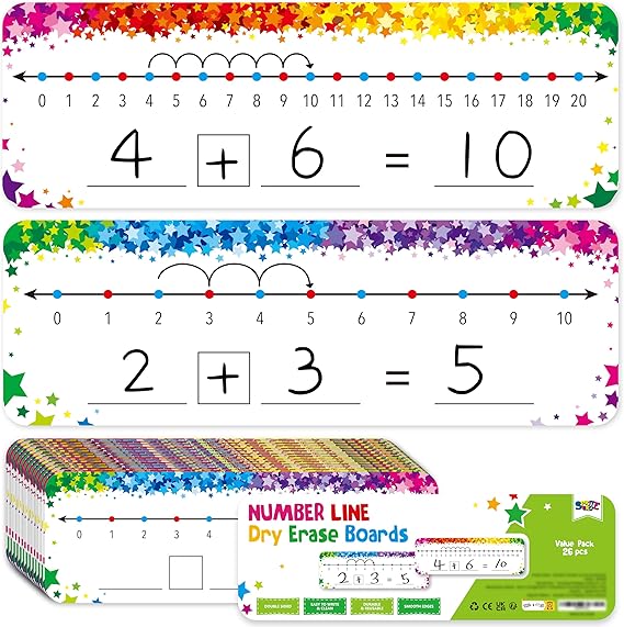 26 PCS Number Line Dry Erase Boards, Writable and Erasable Double Sided ...