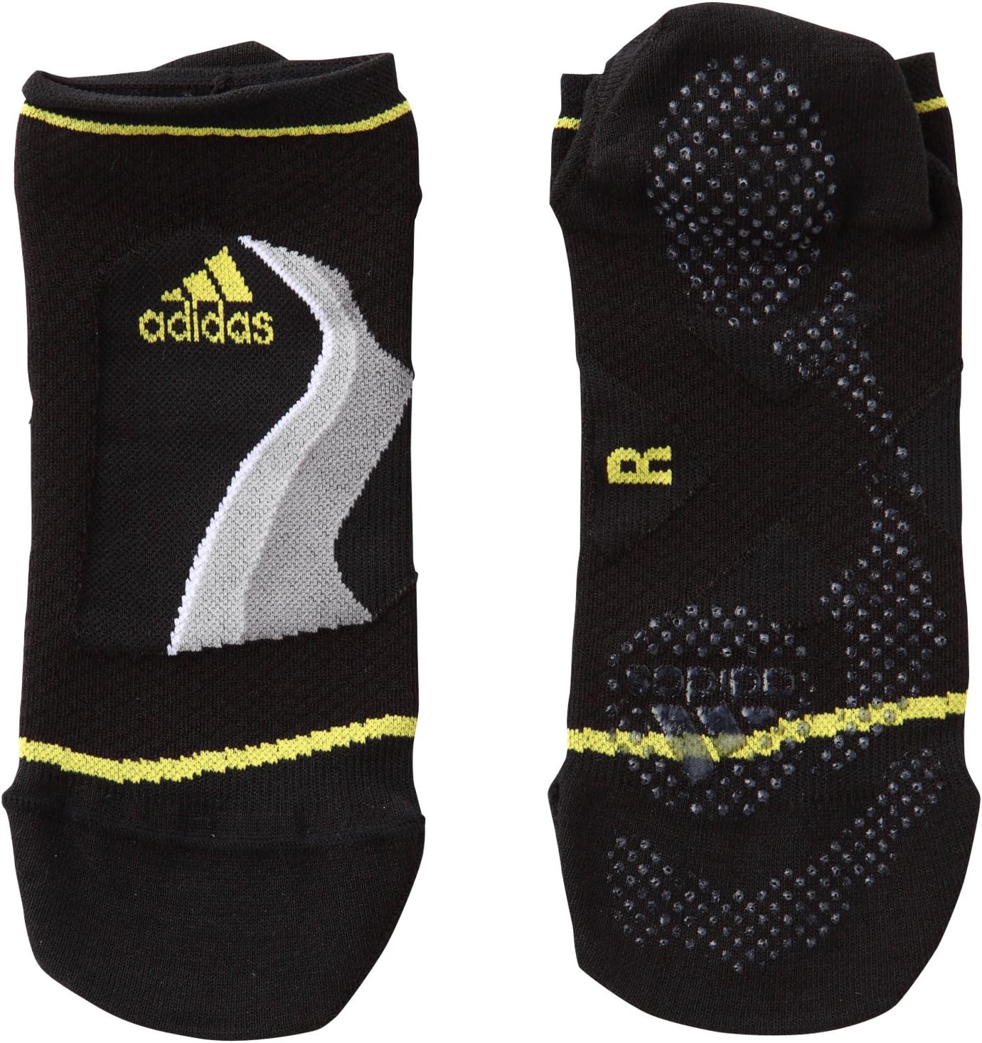 Amazon | [アディダス] ランニング クロステーピング グリップ ソックス CA737 Z52382 ブラック/ビビッドイエローS13 ...