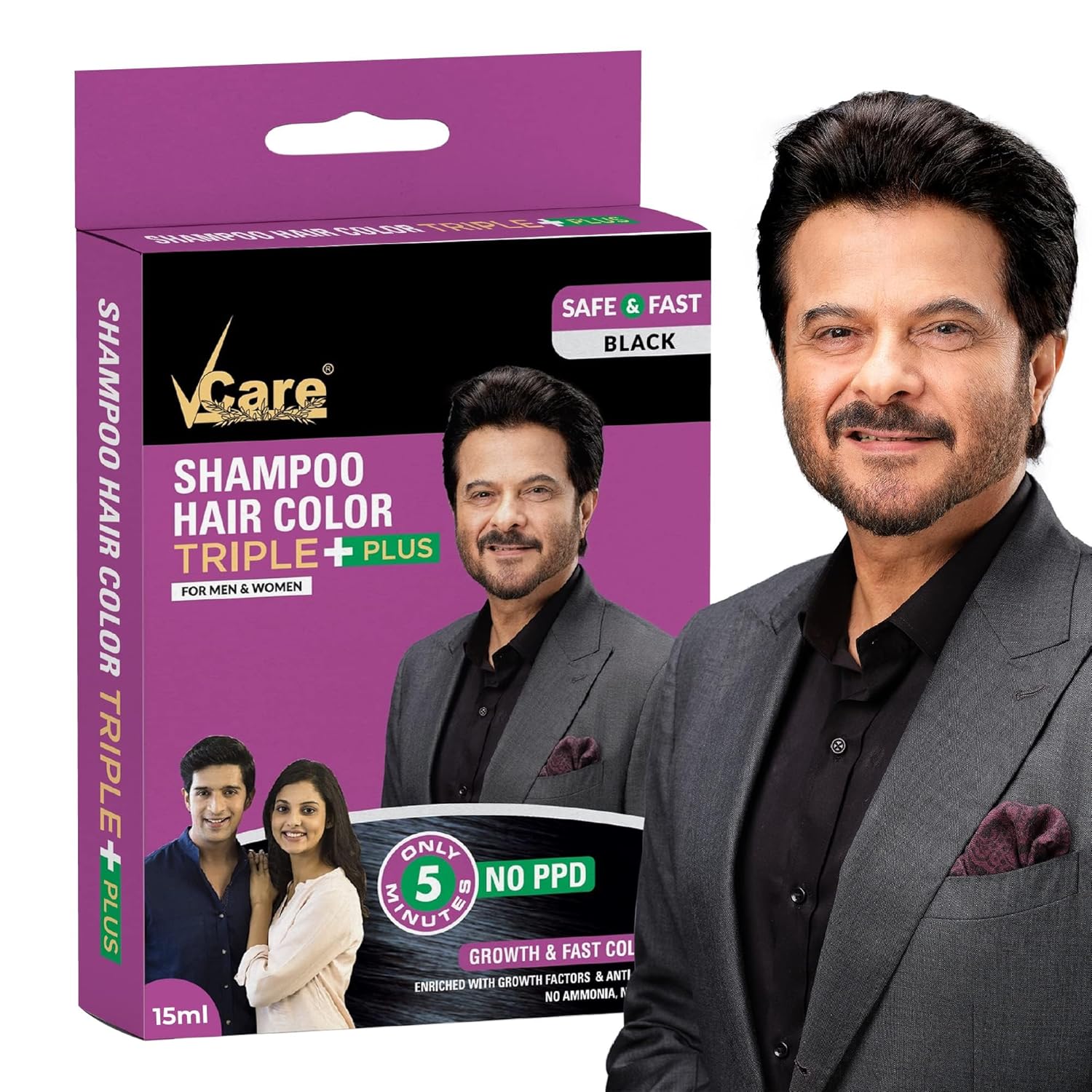Buy VCare Hair Color shampoo Black Only 5 Minute Root Hair Dye Coloring Kit Head, Moustache ...