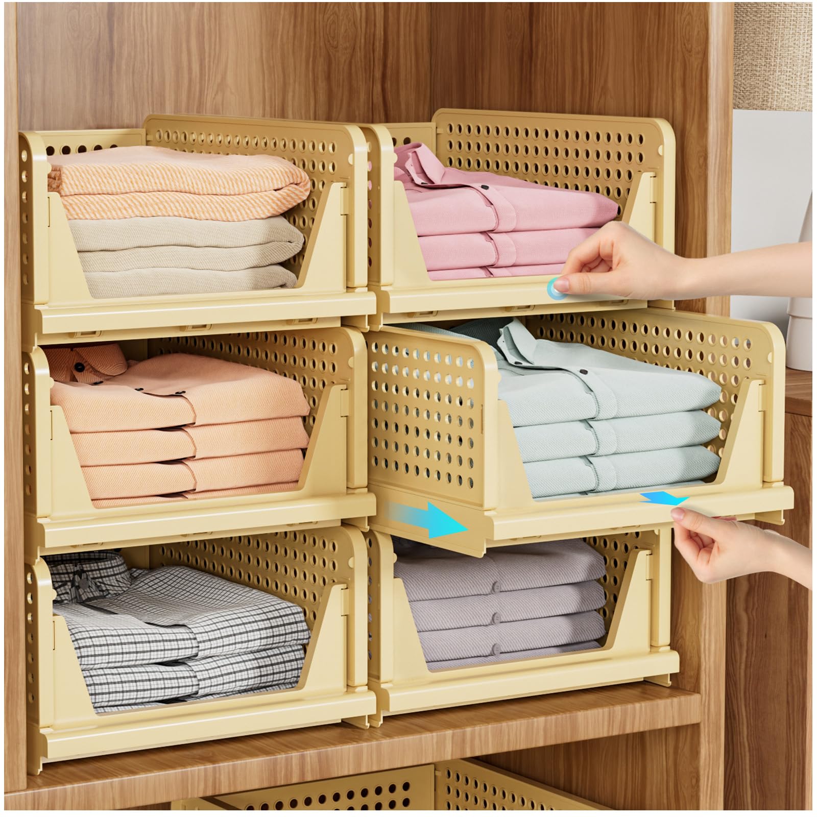 Amazon.com: SNSLXH 5 Pack Stackable Closet Storage Basket ...