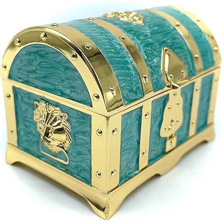 Amazon.com: Vintage Metal Jewelry Chest Treasure Trinket Box, Gem ...