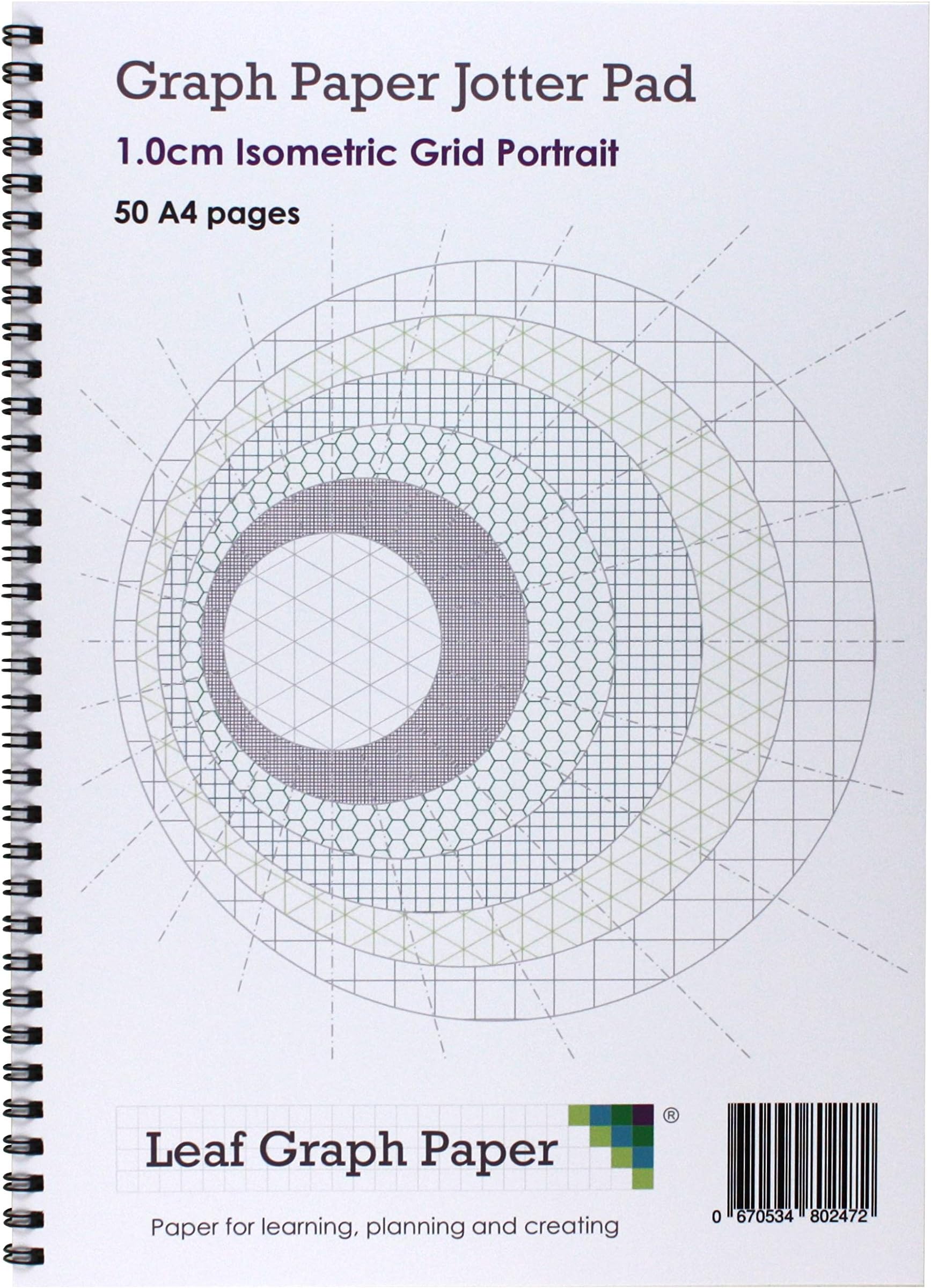 A4 Isometric Graph Paper 10mm 1cm, Jotter Pad 50 Portrait Pages, Wire ...