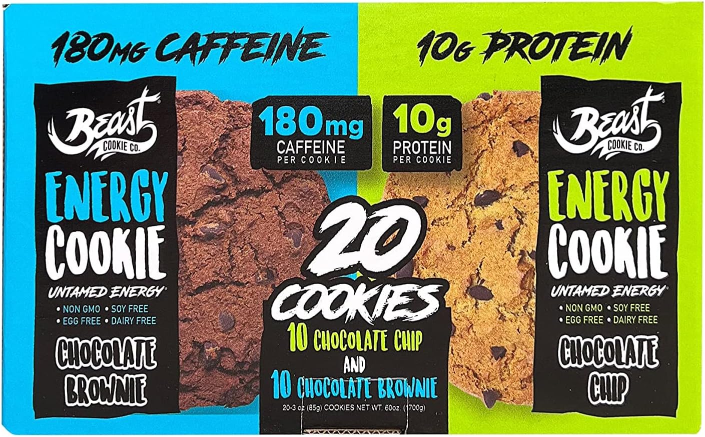 Amazon.com: Beast Cookie Co. Energy Cookies, Variety Pack, 3 oz, 20 ct ...