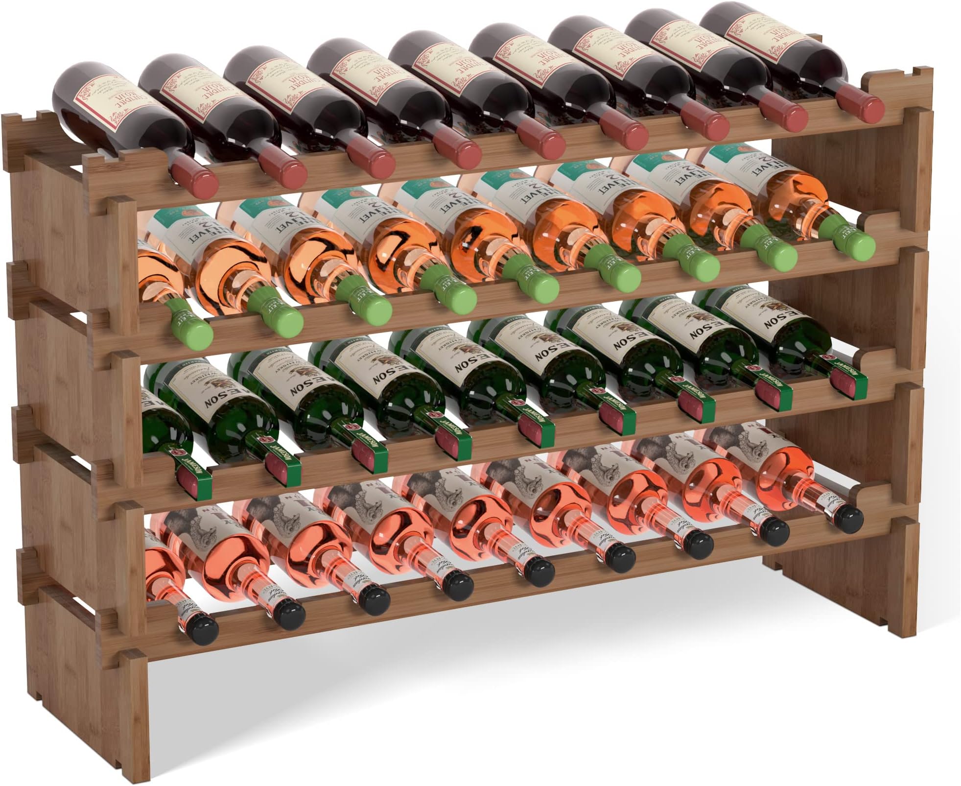 Amazon.com: TONLEA 4 Tier Wine Rack, 3-in-1 24 Bottles Wine Storage ...