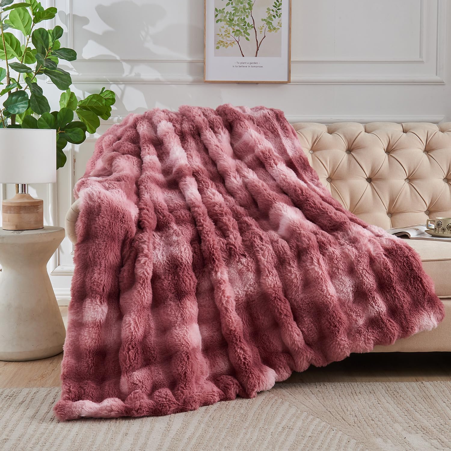 Amazon.com: Lotus Karen King Size Faux Fur Blanket Tie-Dye Dark Gray ...
