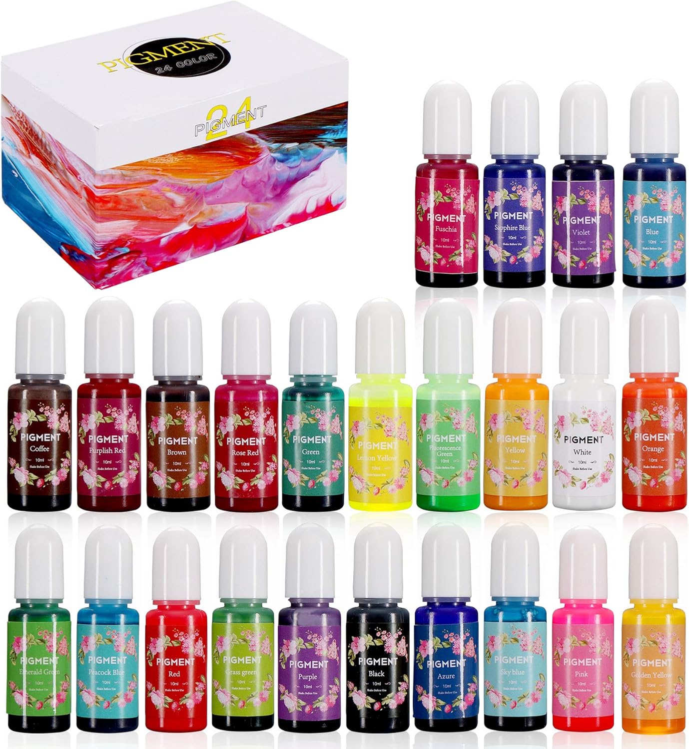 Amazon.com: Epoxy Pigment 24 Colors Epoxy Resin Dye Liquid Epoxy Resin ...