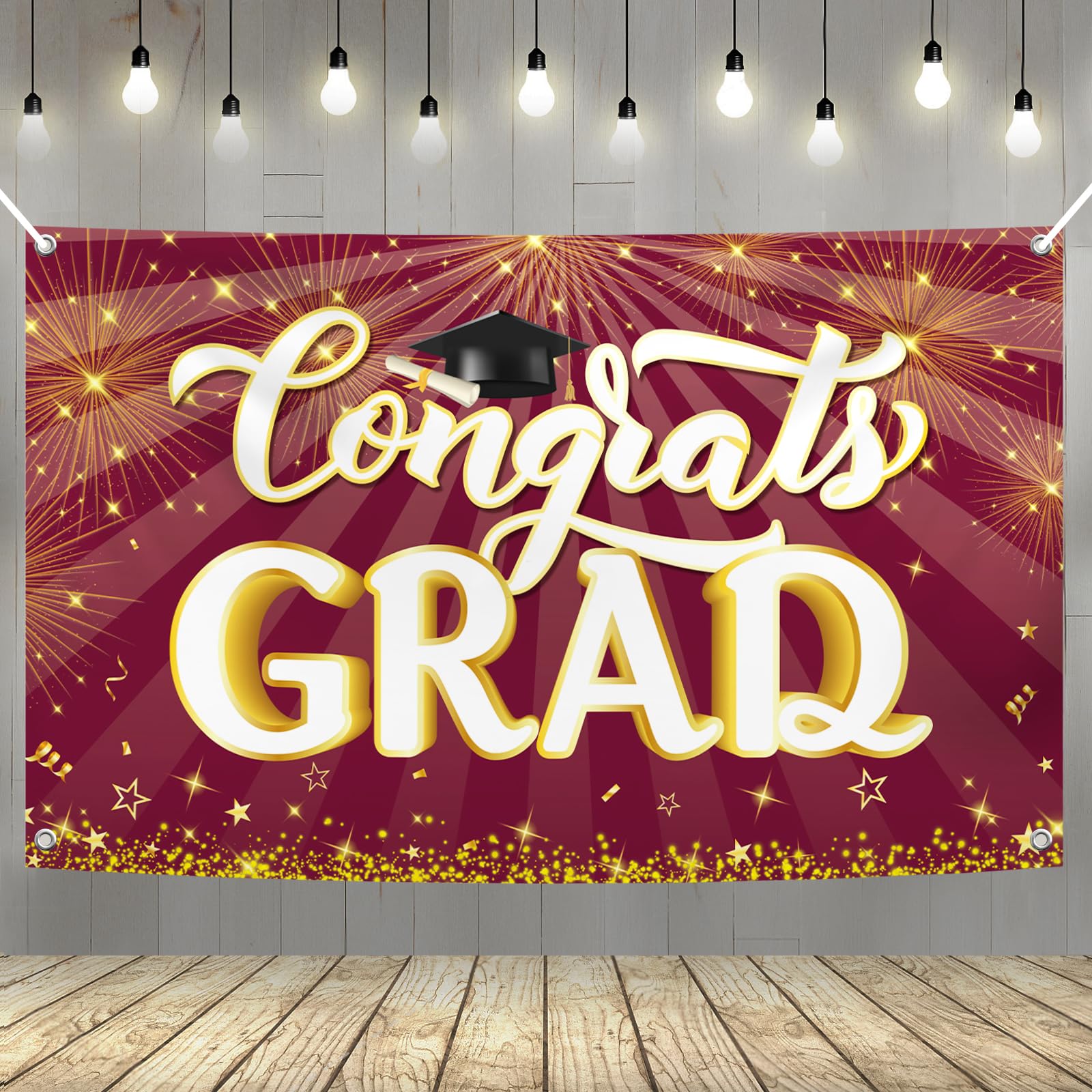 Amazon.com: YQUQWN, Maroon Congrats Grad Banner - Big, 72x44 Inch ...