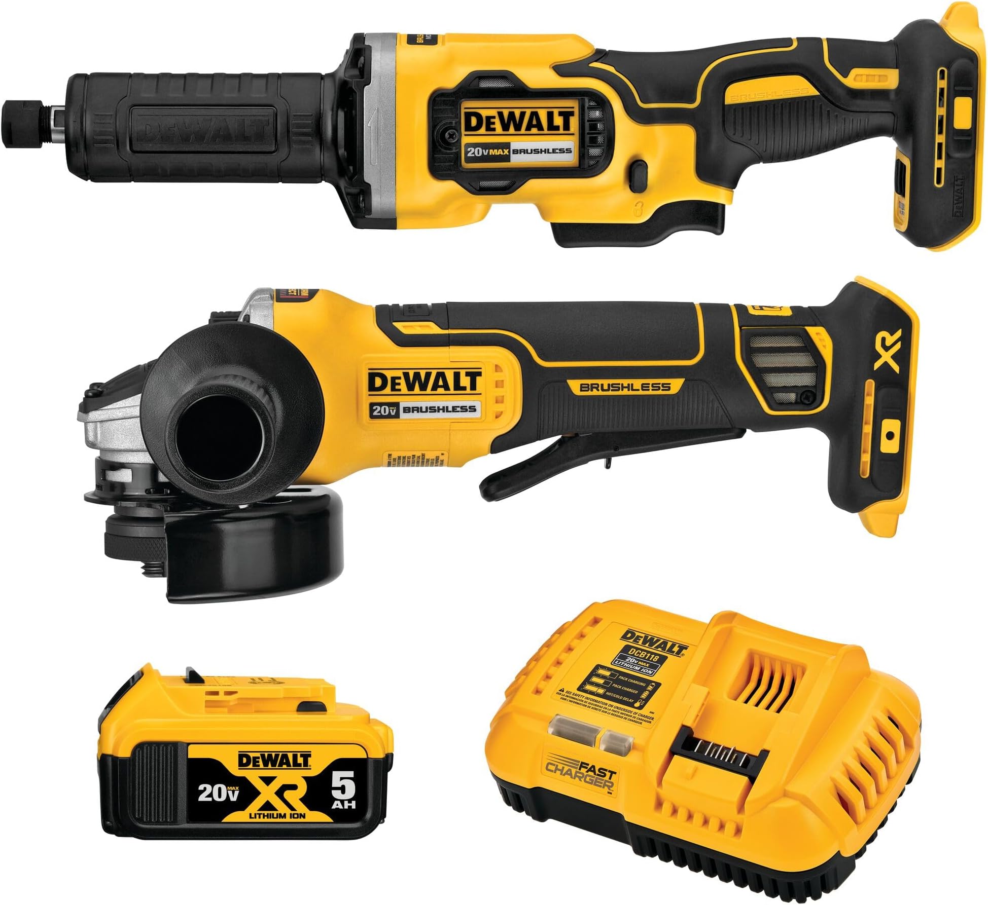 DEWALT DCG406N-XJ Angle Grinder 18V XR Brushless 125mm, Bare Unit ...