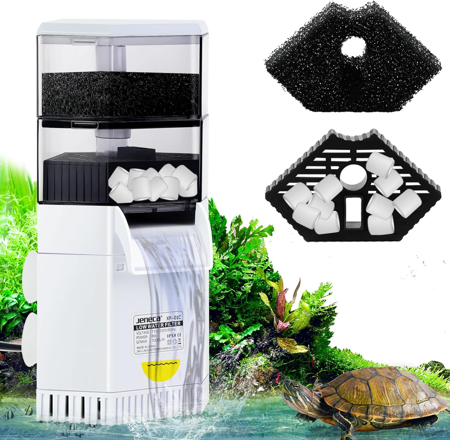 Amazon.com : 225 GPH Turtle Tank Filter for 10-40 Gallon, Turtle Filter ...