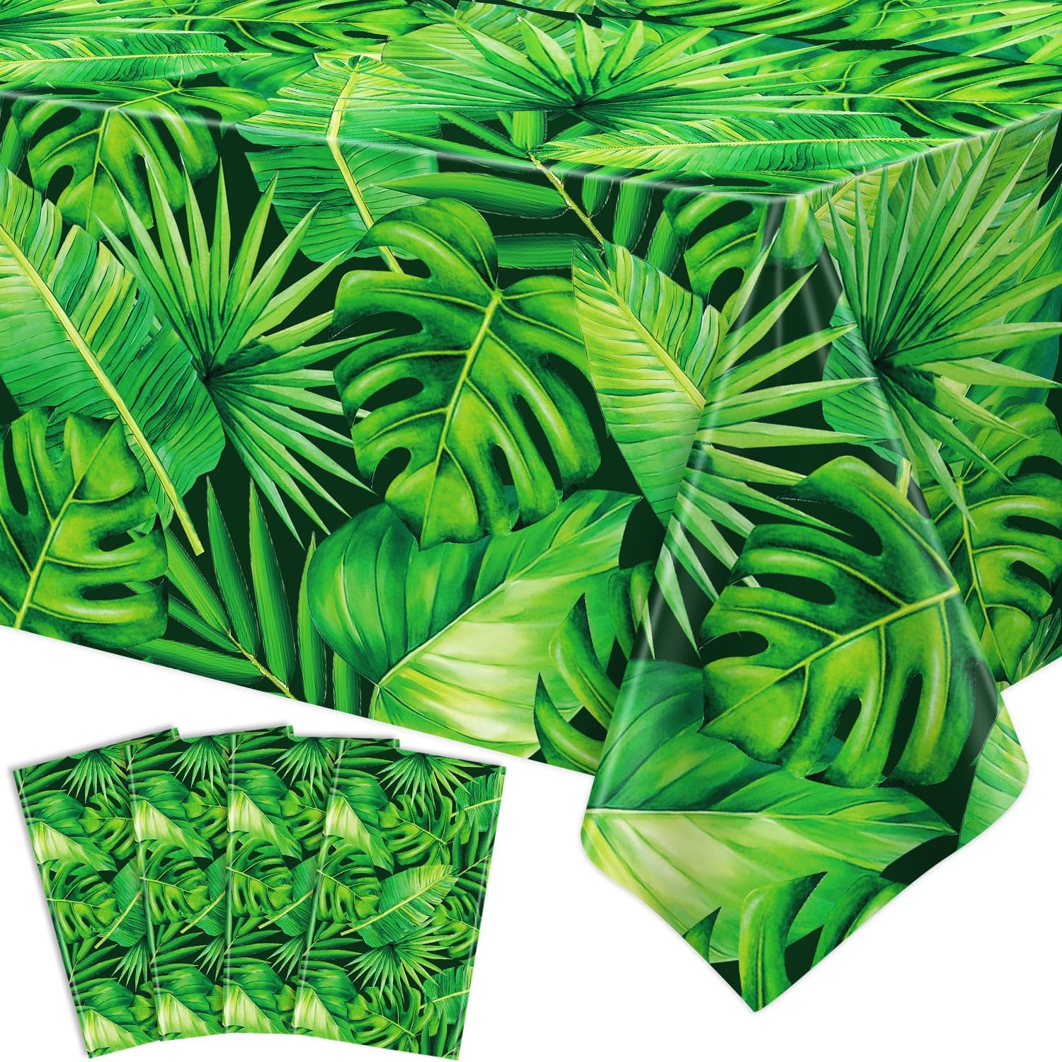 Amazon.com: 4 Pcs Hawaiian Luau Tablecloths Tropical Palm Leaves Table ...