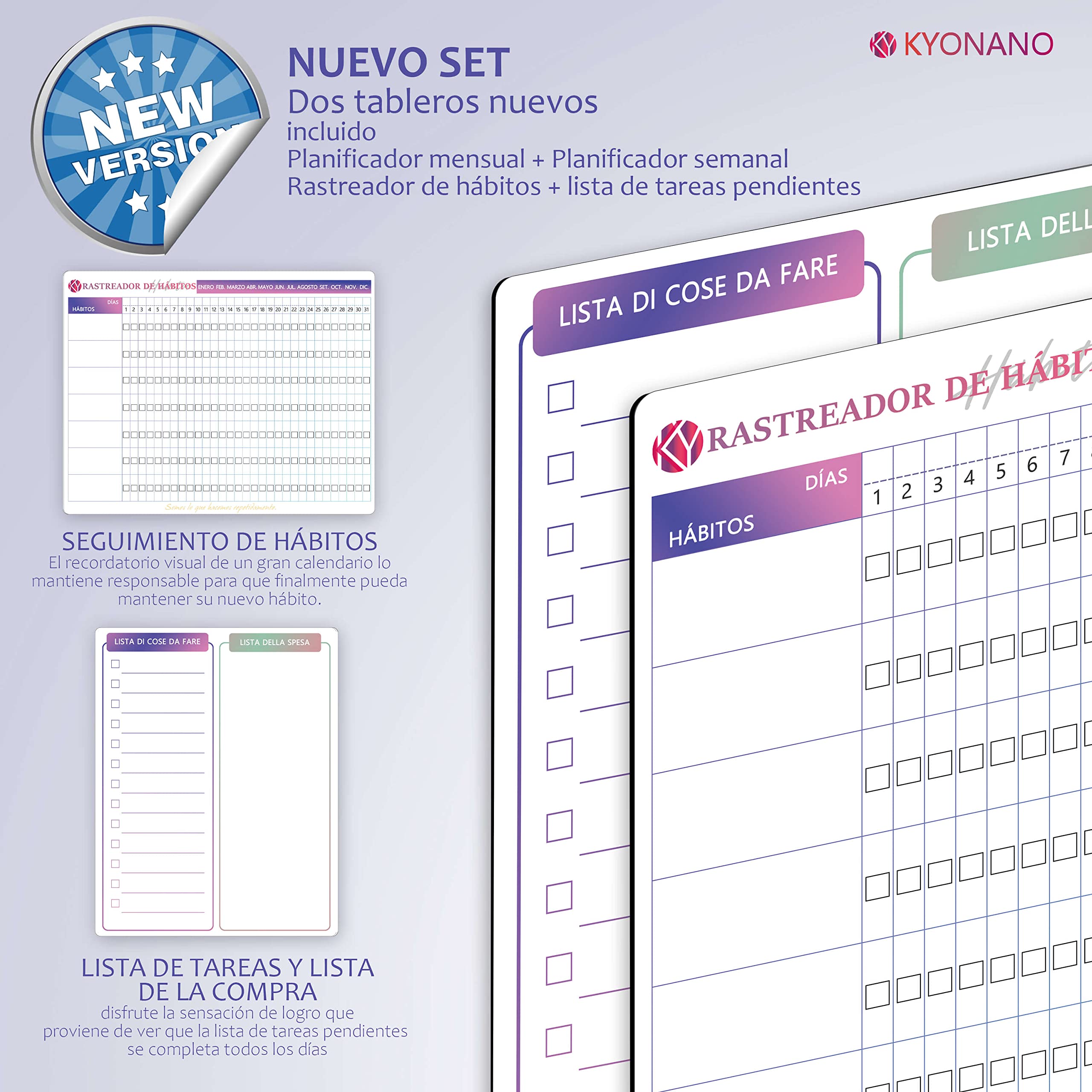 KYONANO Magnetic Weekly Planner, 4 Pieces, Magnetic Household Schedule ...