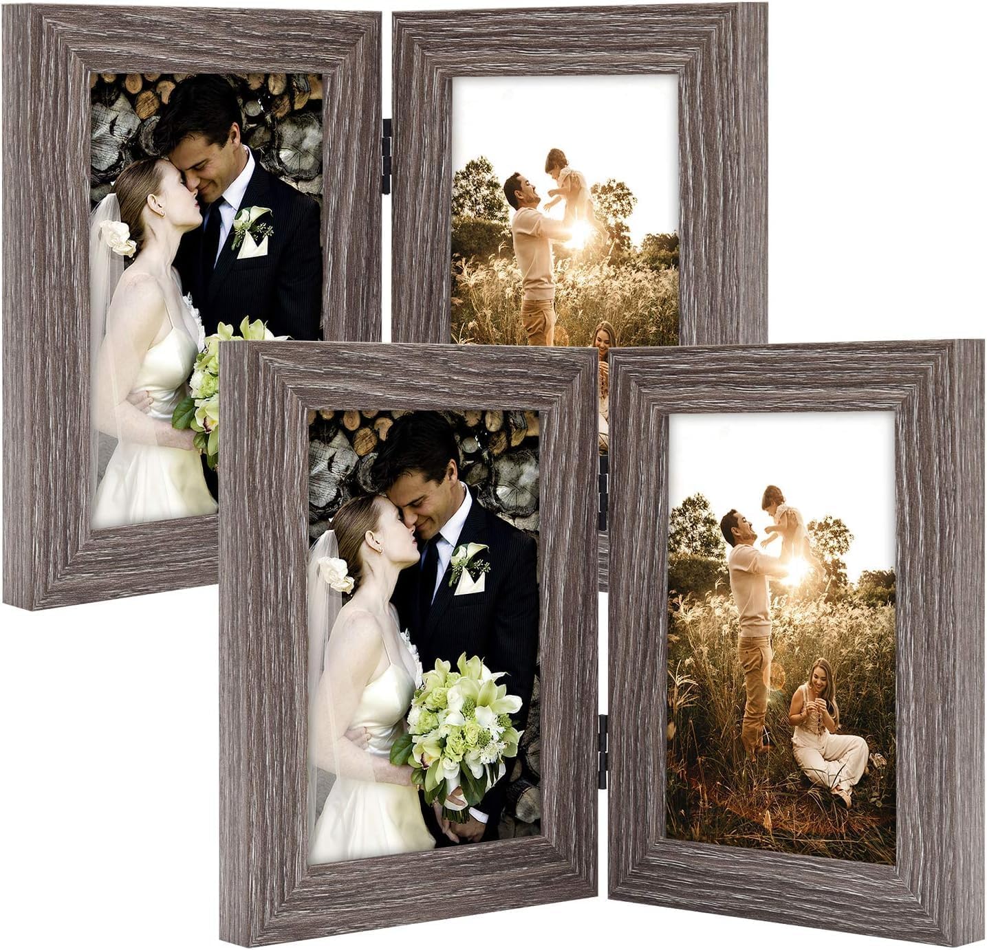 Amazon.com - Golden State Art, 4x6 Double Picture Frame Vertical Hinged ...