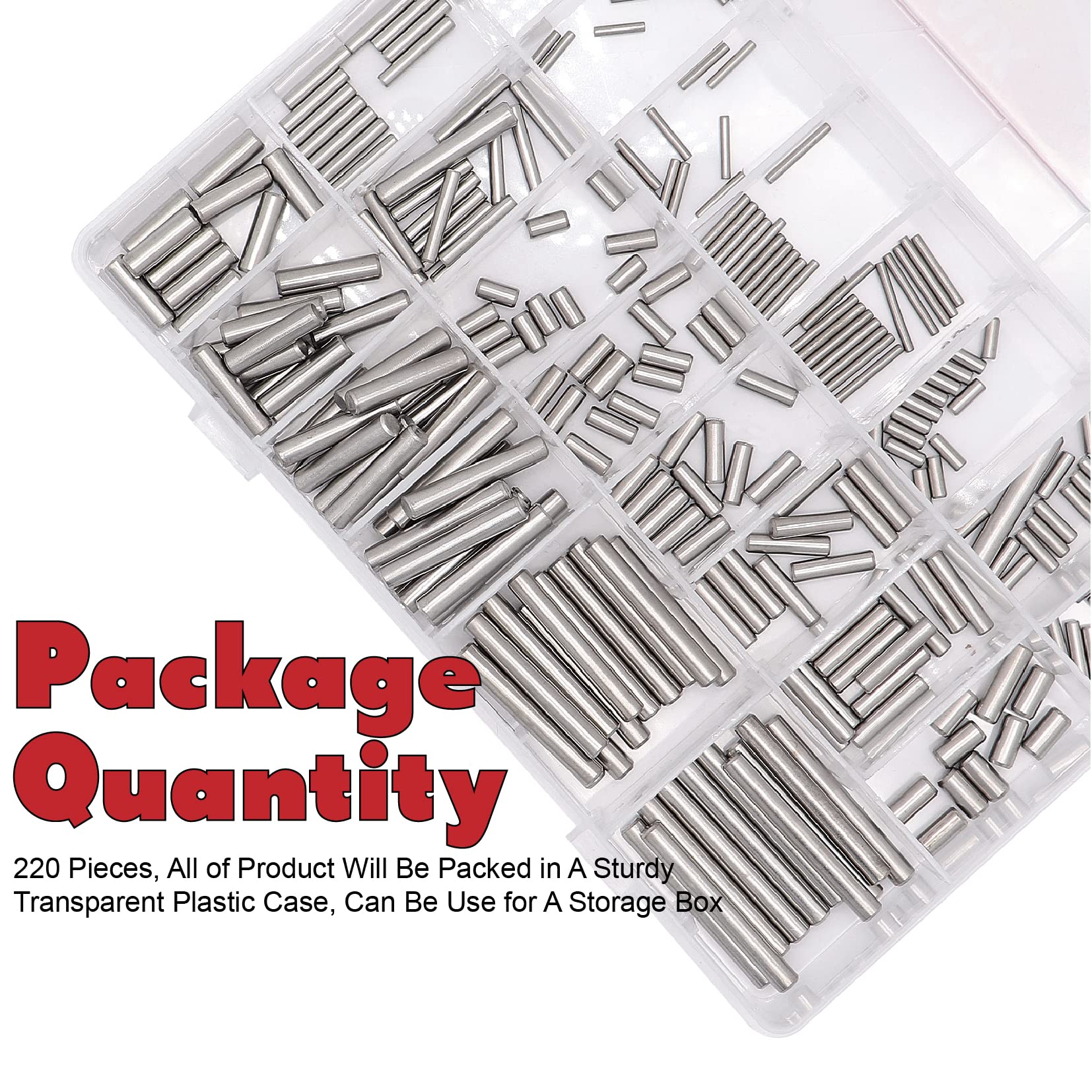 Snapklik.com : 220 Pieces Dowel Pin 304 Stainless Steel Cylindrical ...