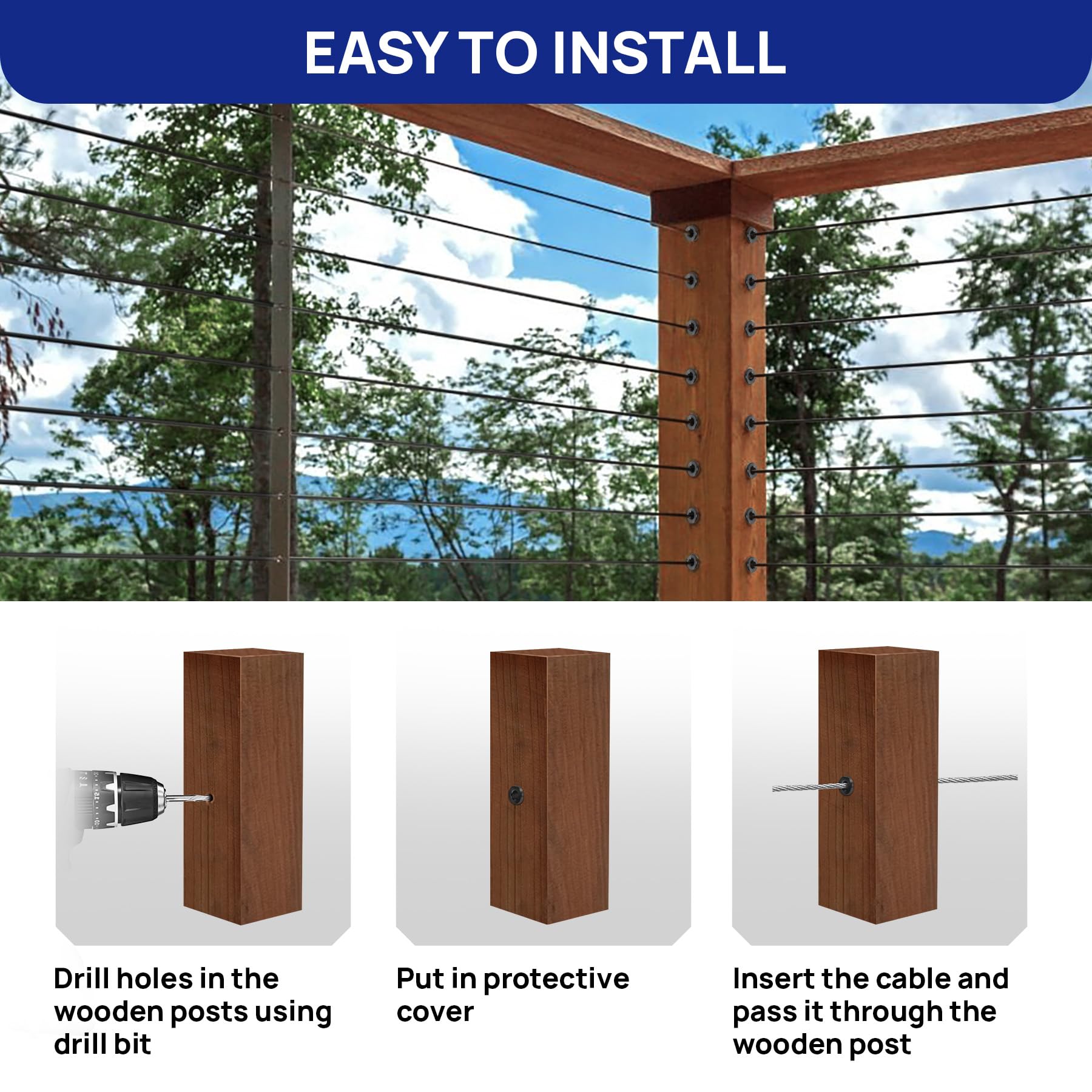 Snapklik.com : Sidasu 100-Pack Cable Railing Protector Sleeves For 1/8 ...