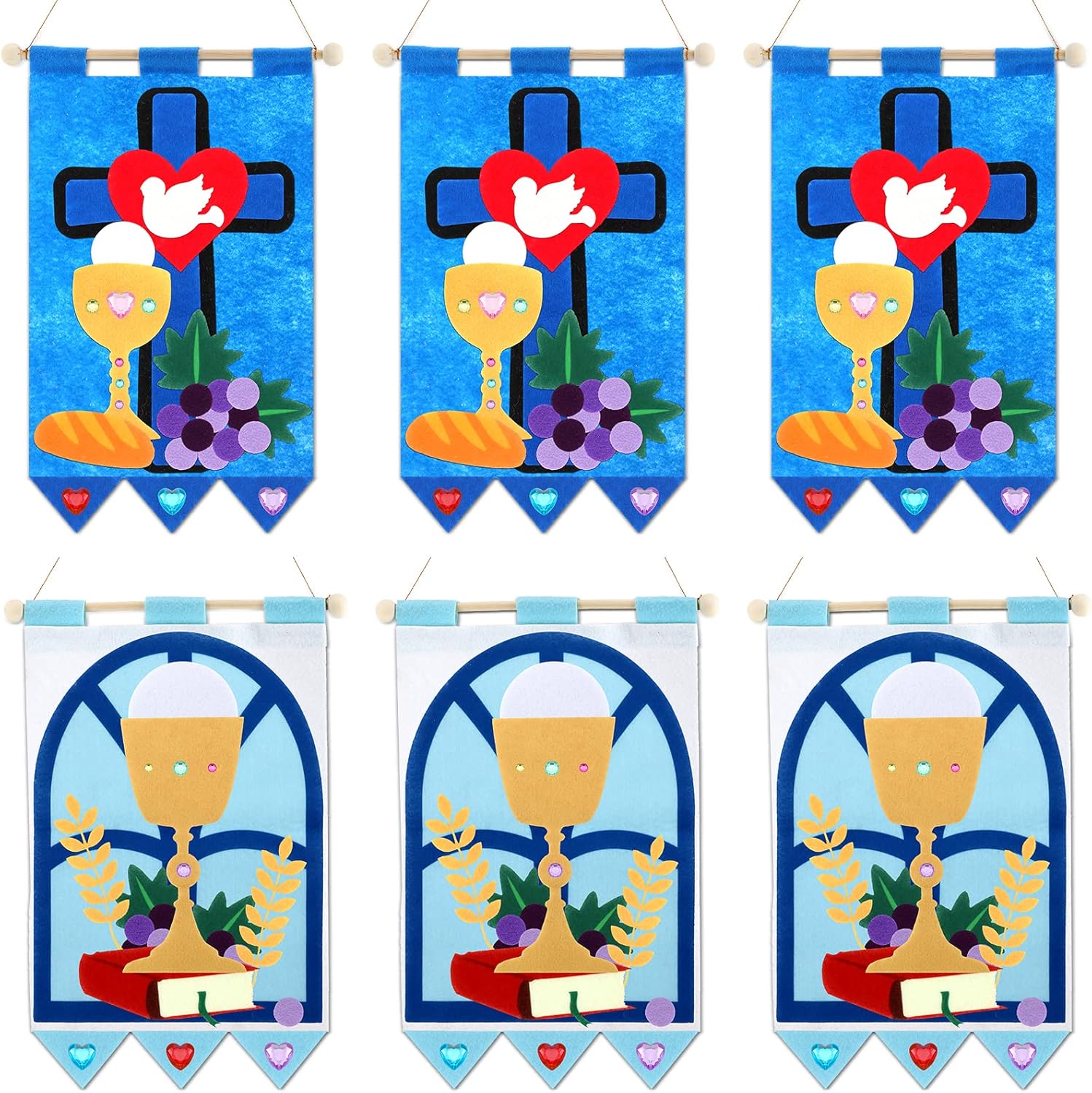 Amazon.com: 6 Sets My First Communion Banner Holy Kit Boys Felt First ...