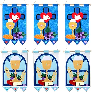 Amazon.com: 6 Sets Holy Communion Banner First Communion Banner Kit ...