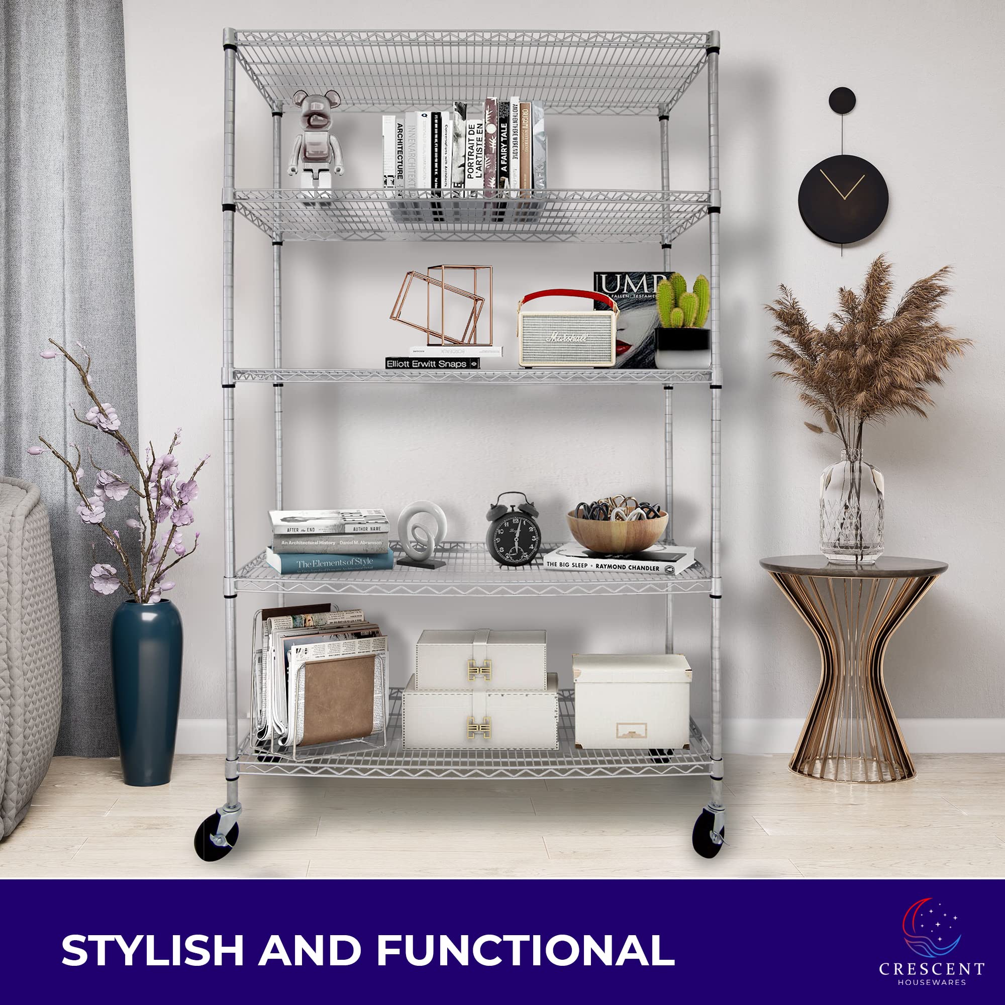 Crescent, Chrome, 36 x 18 x 76, 4000 LBS, Metal Shelves for Storage ...