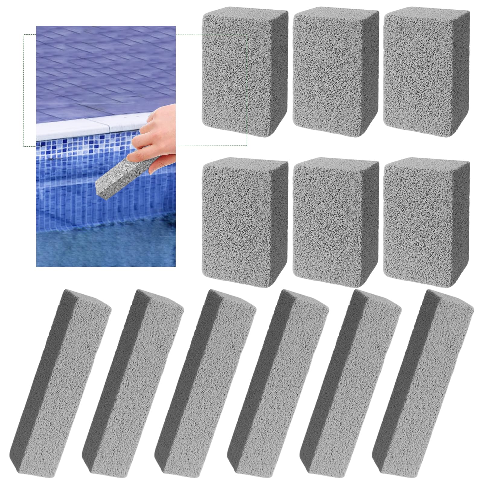 Amazon.com : 12 Pcs Pools Pumice Stone for Pool Cleaning Blok with 2 ...