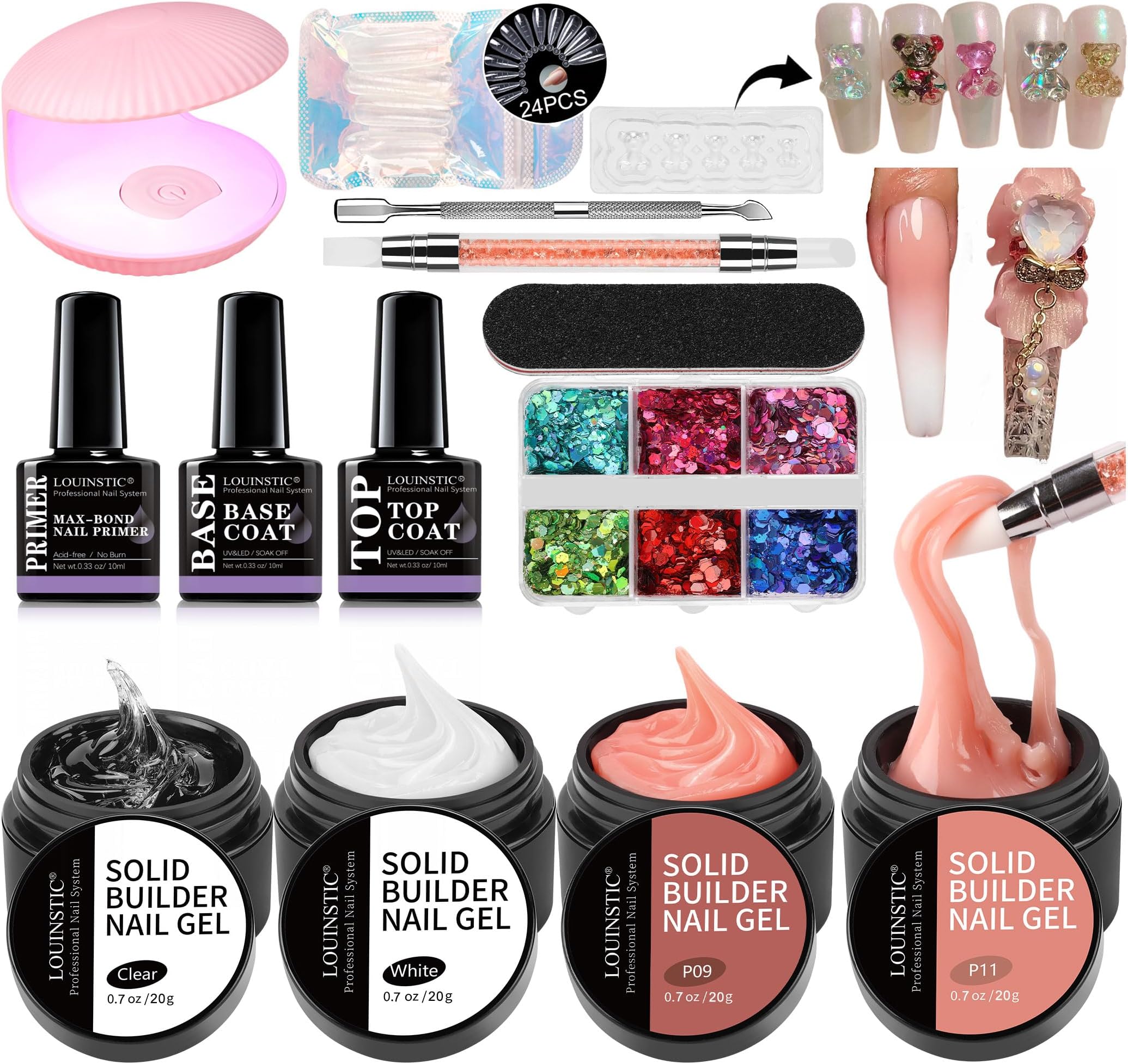 Amazon.com : LOUINSTIC Solid Builder Gel For Nails - Solid Builder Nail ...