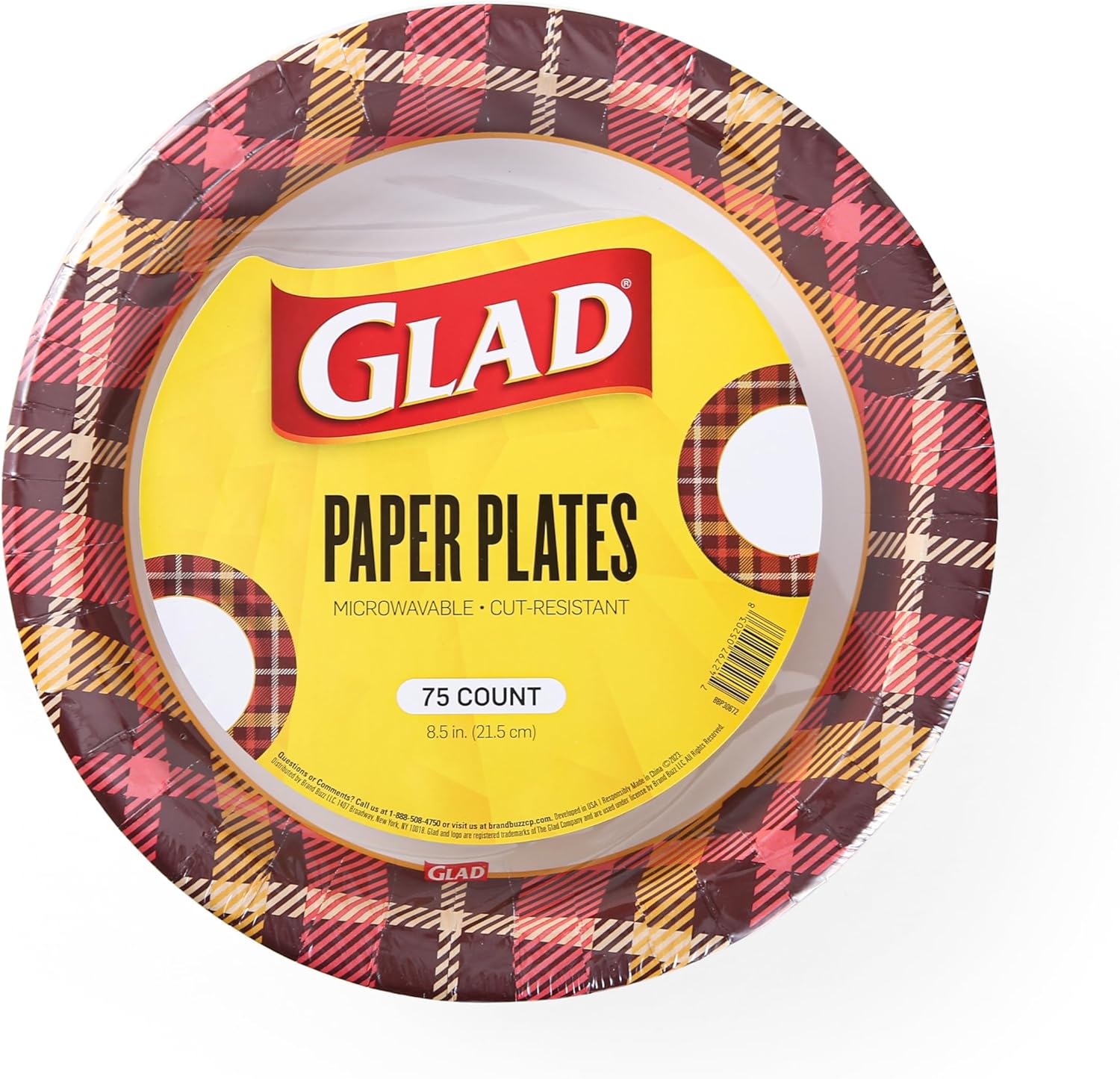 Amazon.com: Glad Everyday Round Disposable Paper Plates with Warm Plaid ...