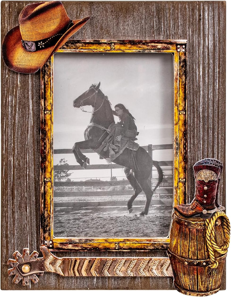 Amazon.com - Tough 1 Western Photo Frame Leather Look 4" x 6" Brown ...