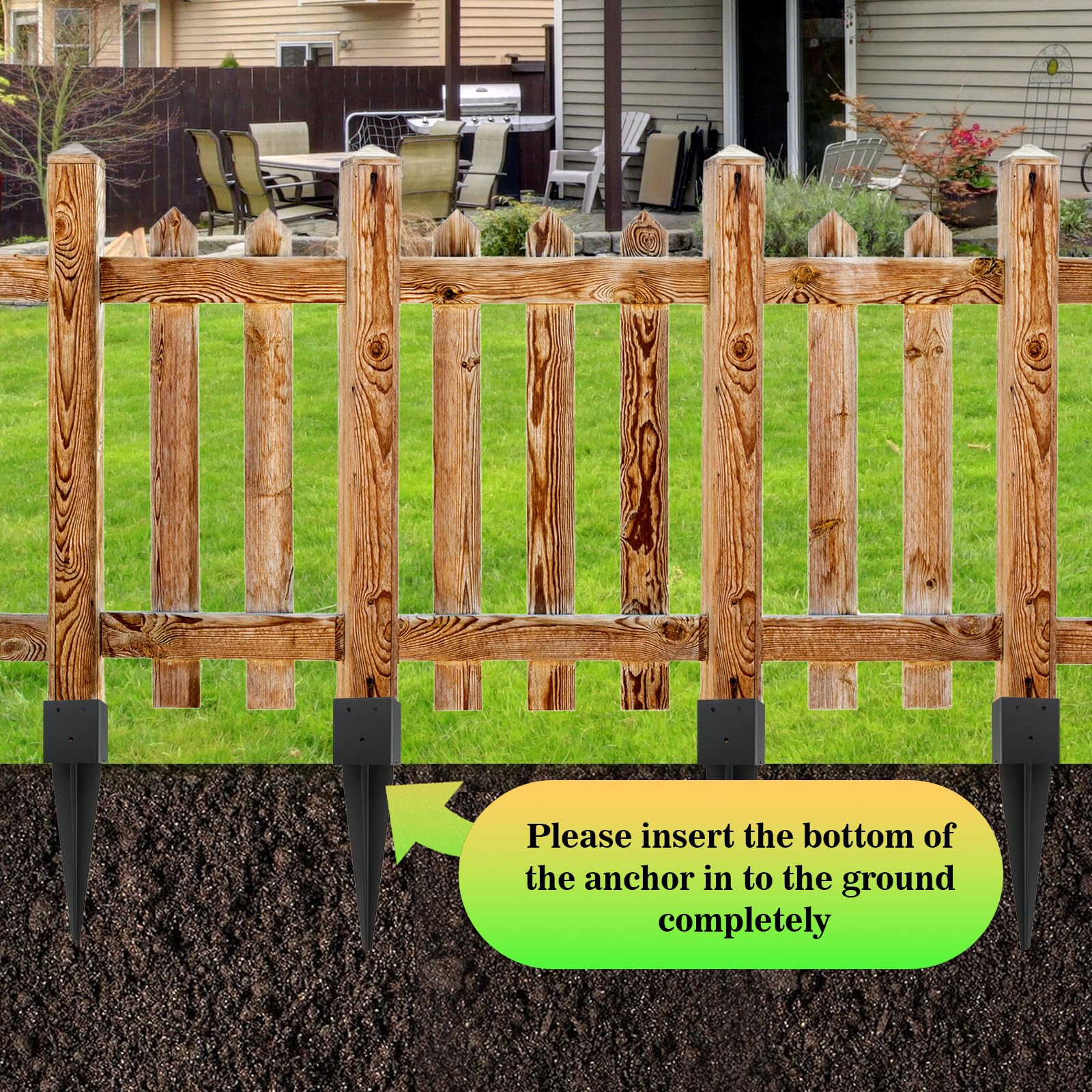 Snapklik.com : 1 Pcs 4 "x 4 "Fence Post Anchors Ground Spike (Actual 3. ...