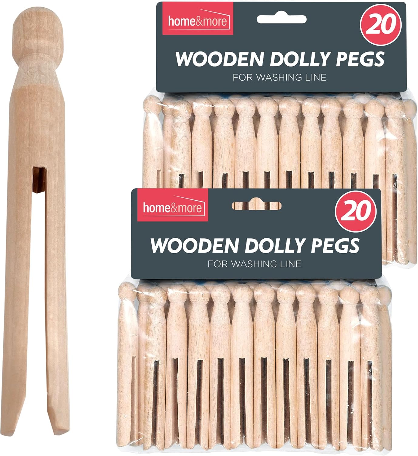 SOL 40pk Wooden Pegs for Washing Line, Extra Strong and Heavy Duty ...