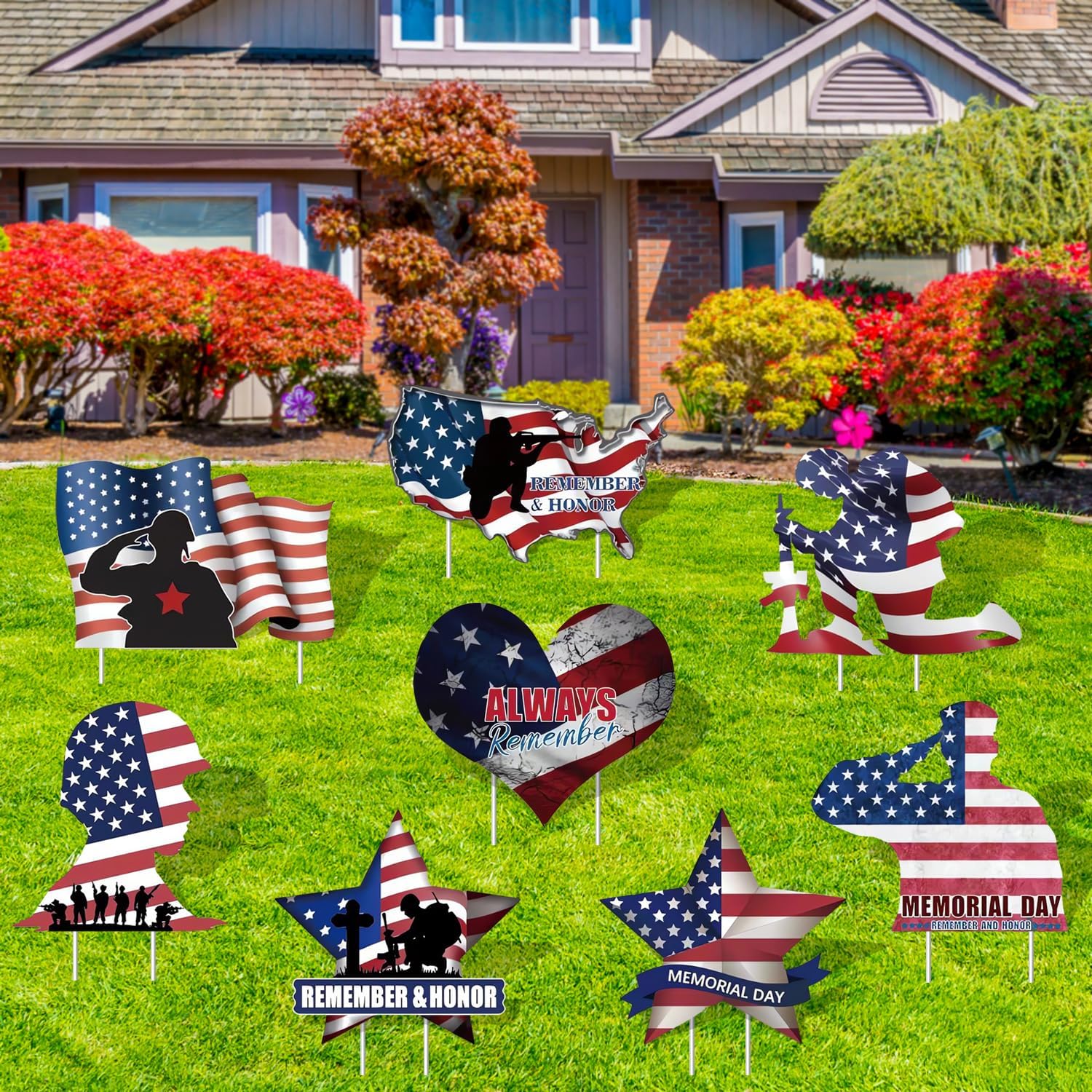 Amazon.com : 8Pcs Memorial Day Yard Signs with Stakes Remember and ...