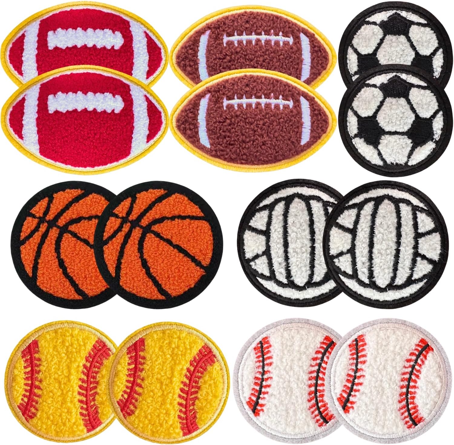Amazon.com: 14Pcs Balls Chenille Iron on Patches, Sports Football ...
