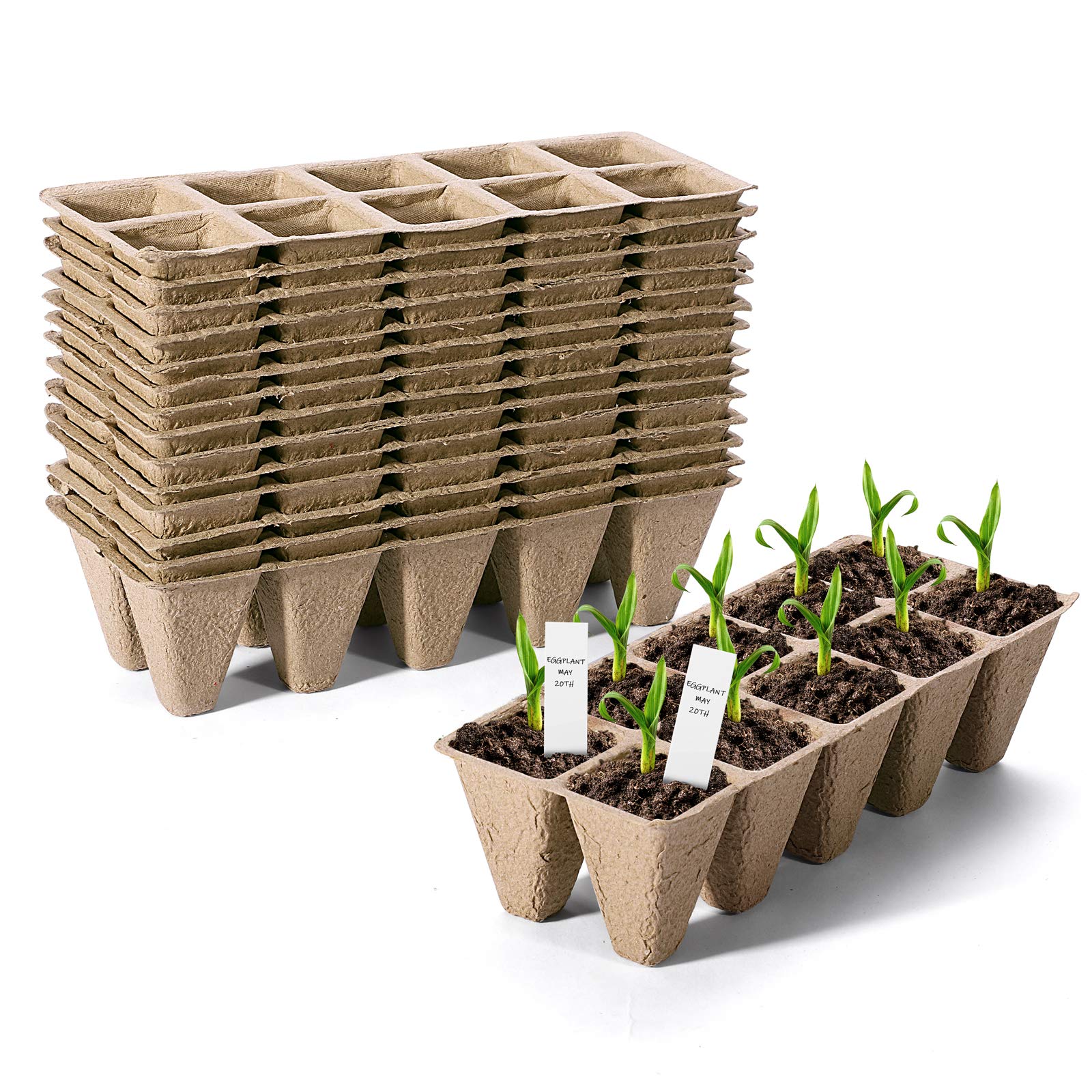 Snapklik.com : Delxo 15 Pack Peat Pots Seed Starter Trays 150 Cells ...